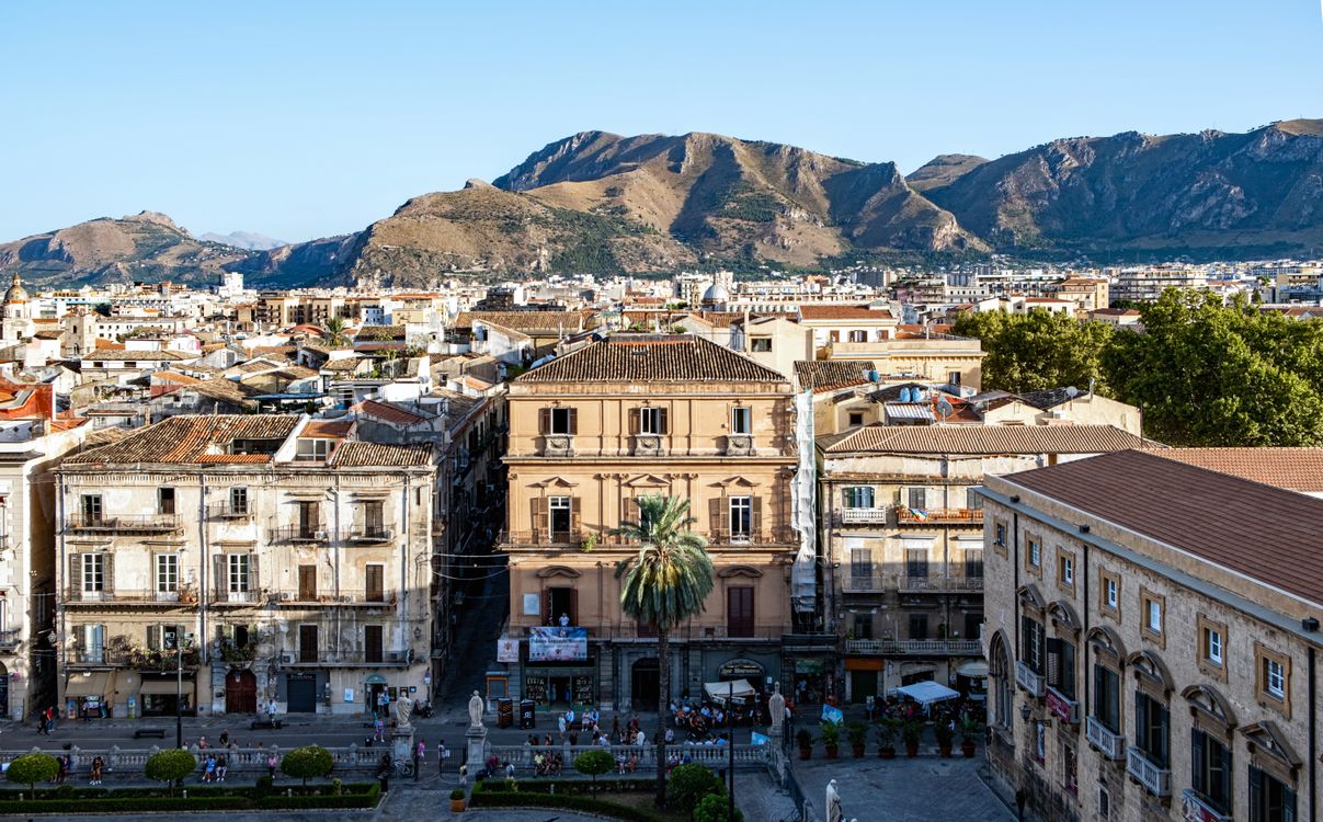 Aerial View of Palermo Cityscape with Mountain Backdrop · Free Stock Photo