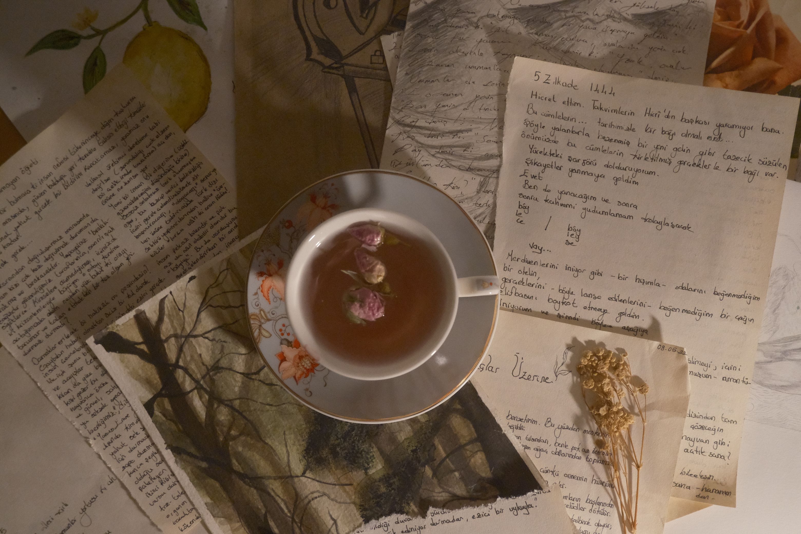 Vintage Still Life with Tea and Handwritten Letters · Free Stock Photo