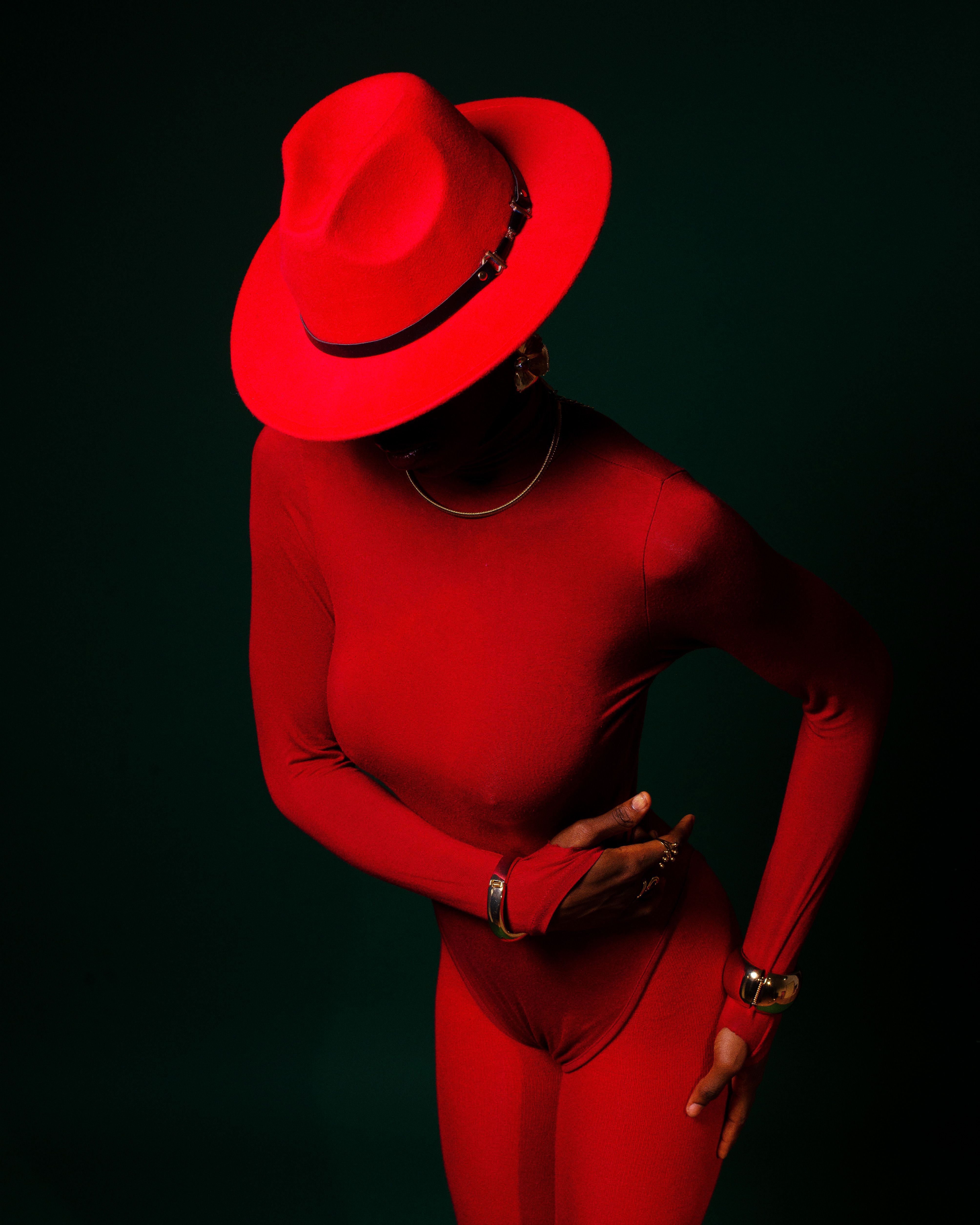 Stylish Fashion Portrait of Woman in Red Hat · Free Stock Photo