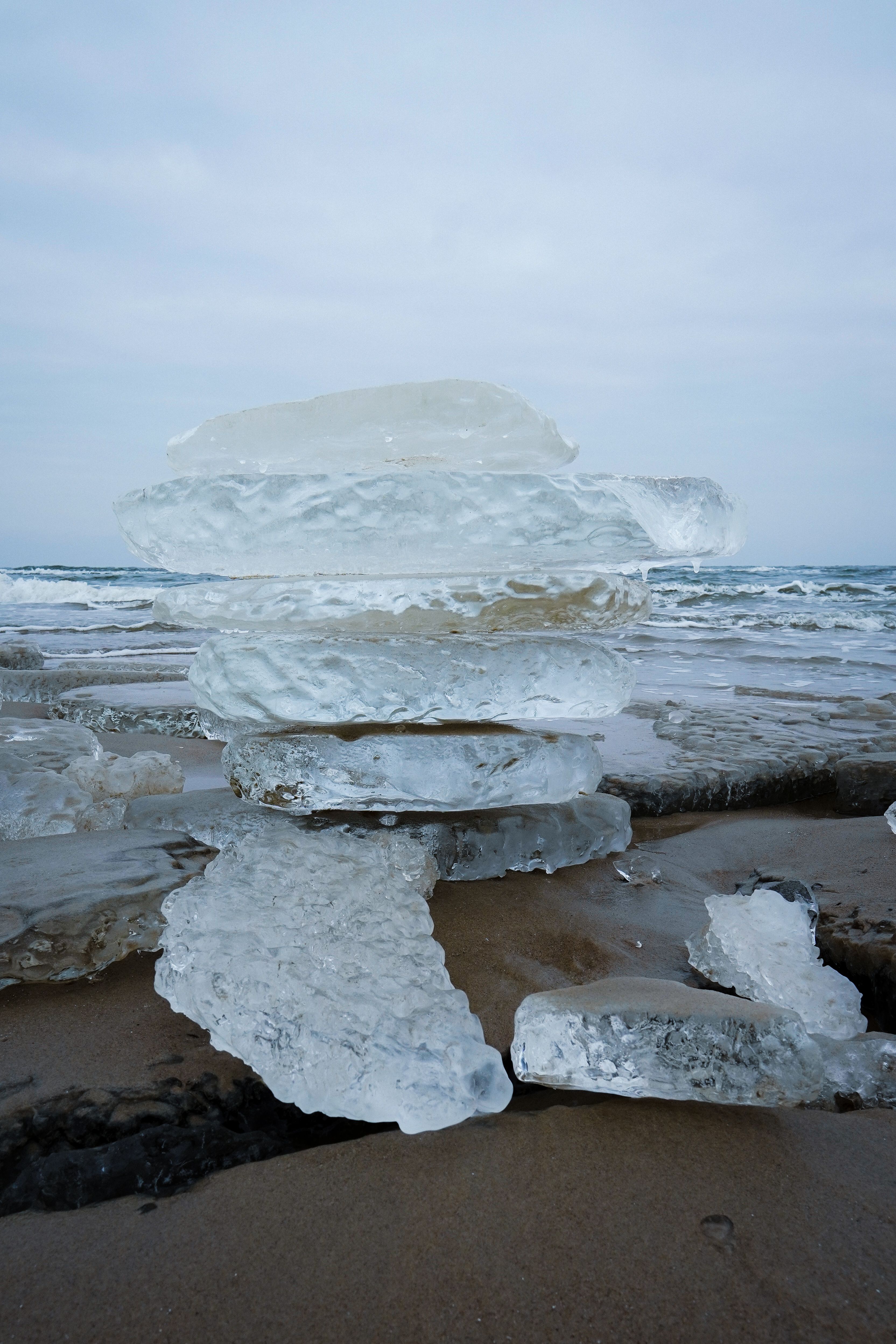 Stunning Ice Formations on a Frozen Beach · Free Stock Photo