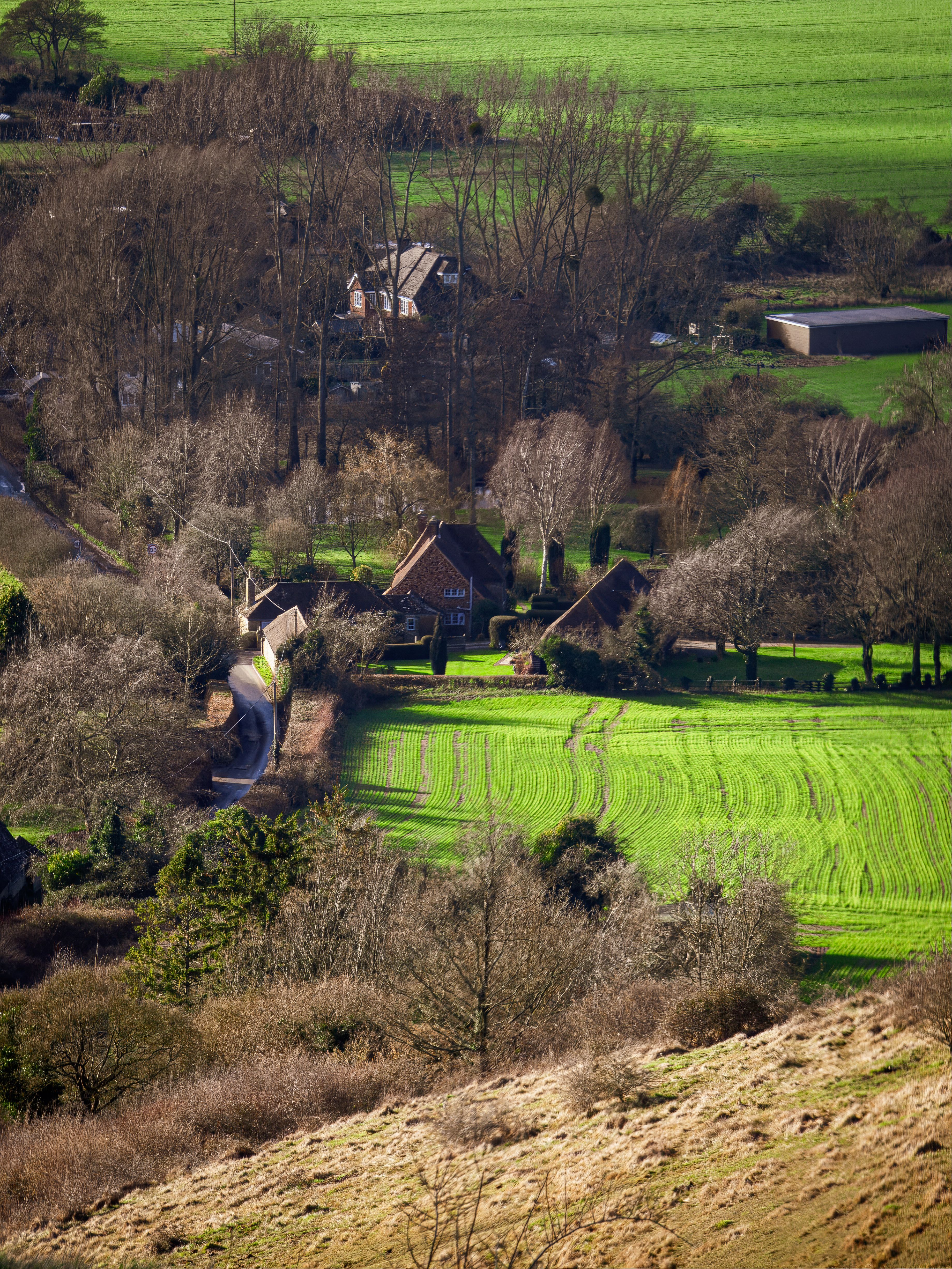 Aerial View of Countryside Landscape in Early Spring · Free Stock Photo