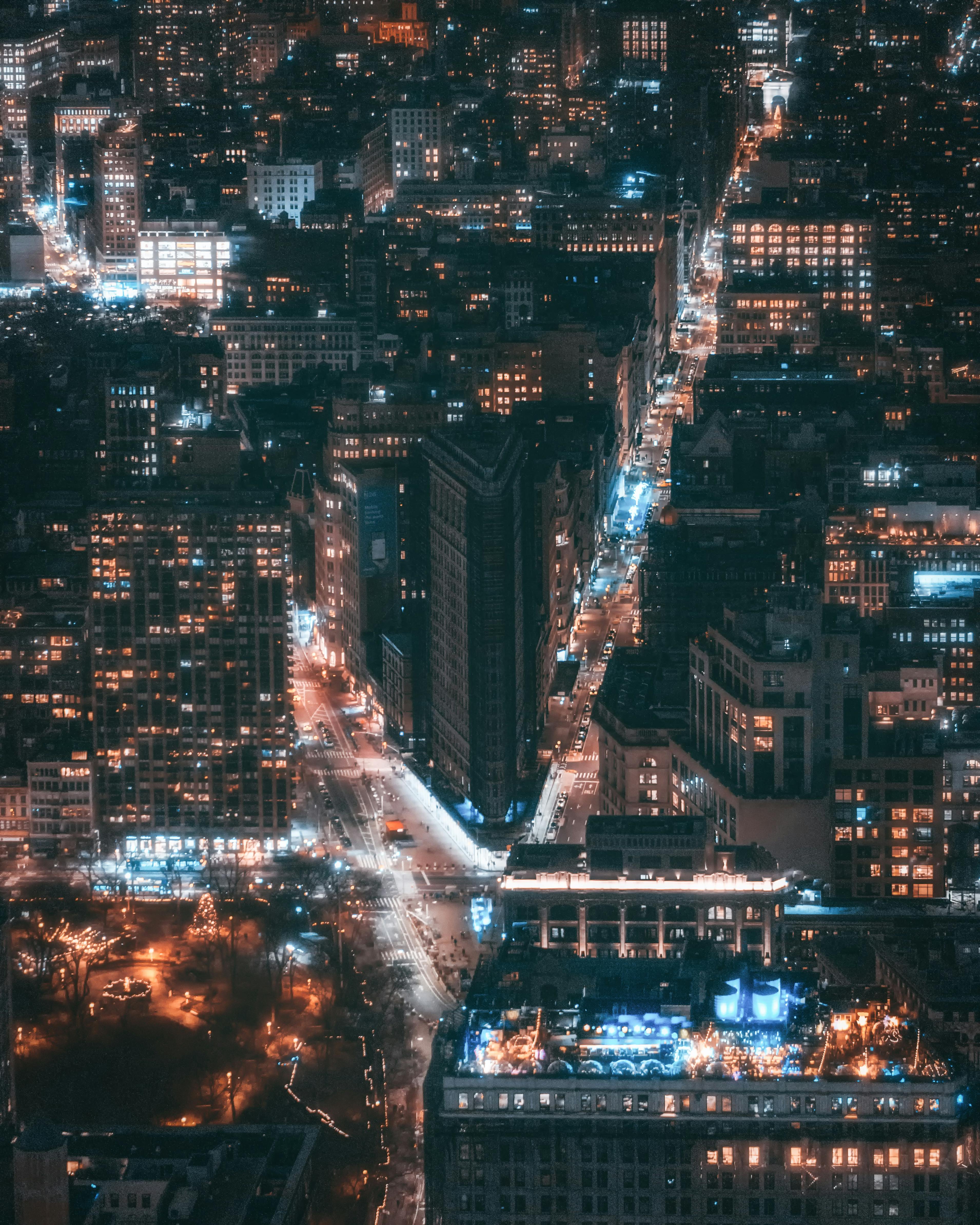 Aerial Photography of City Buildings at Night · Free Stock Photo