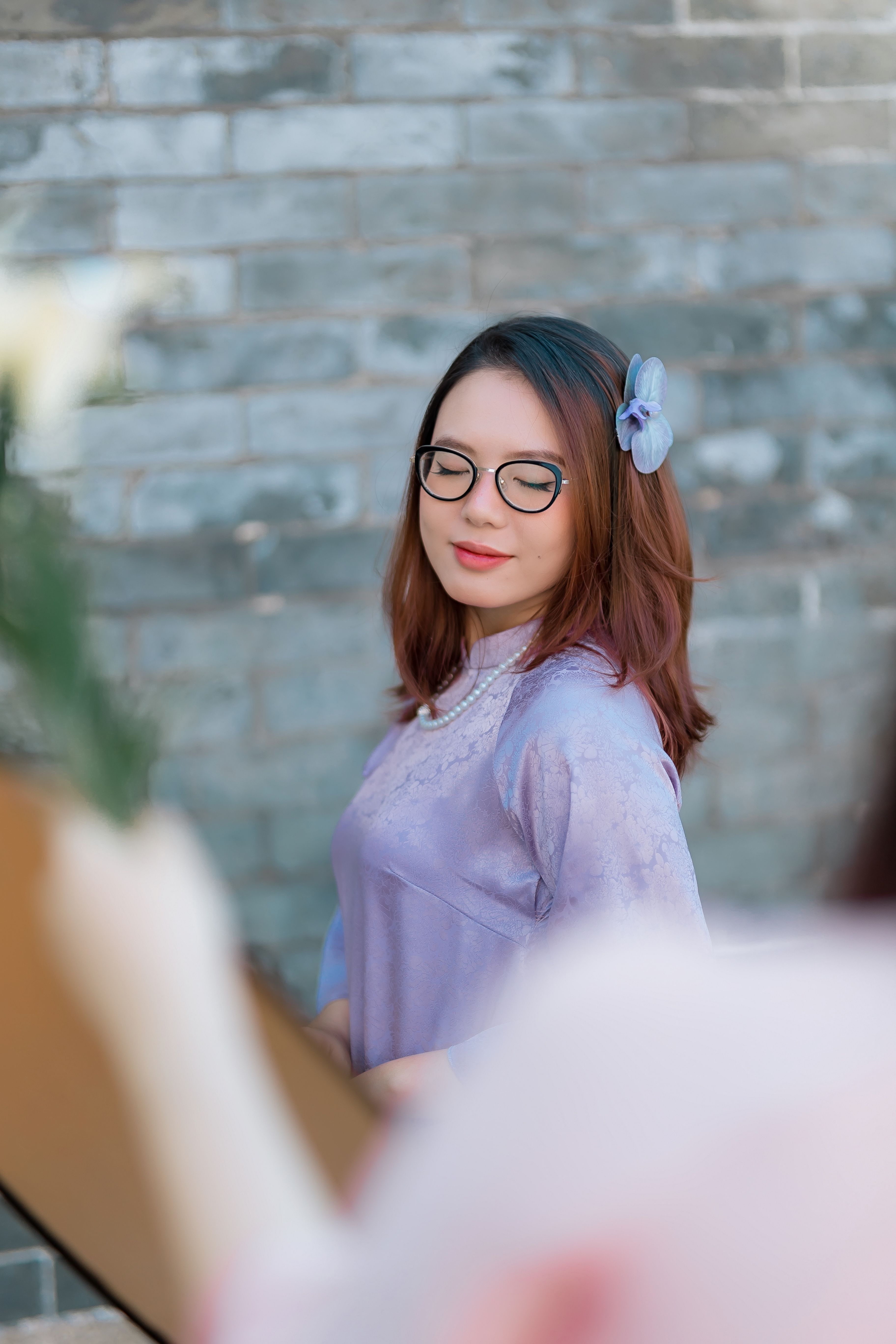Portrait of a Woman in Lavender Dress Outdoors · Free Stock Photo