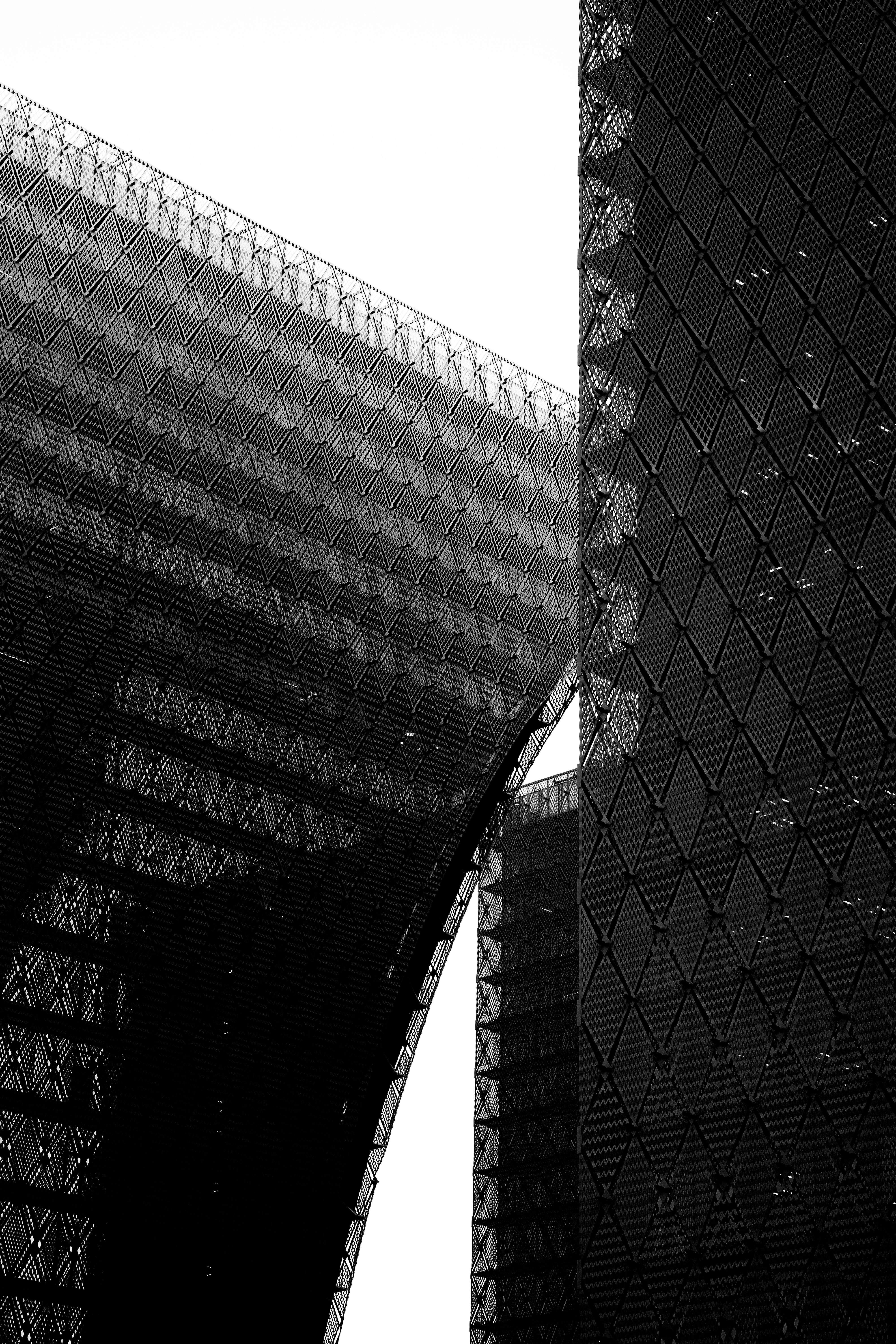 Modern Architectural Structures in Black and White · Free Stock Photo