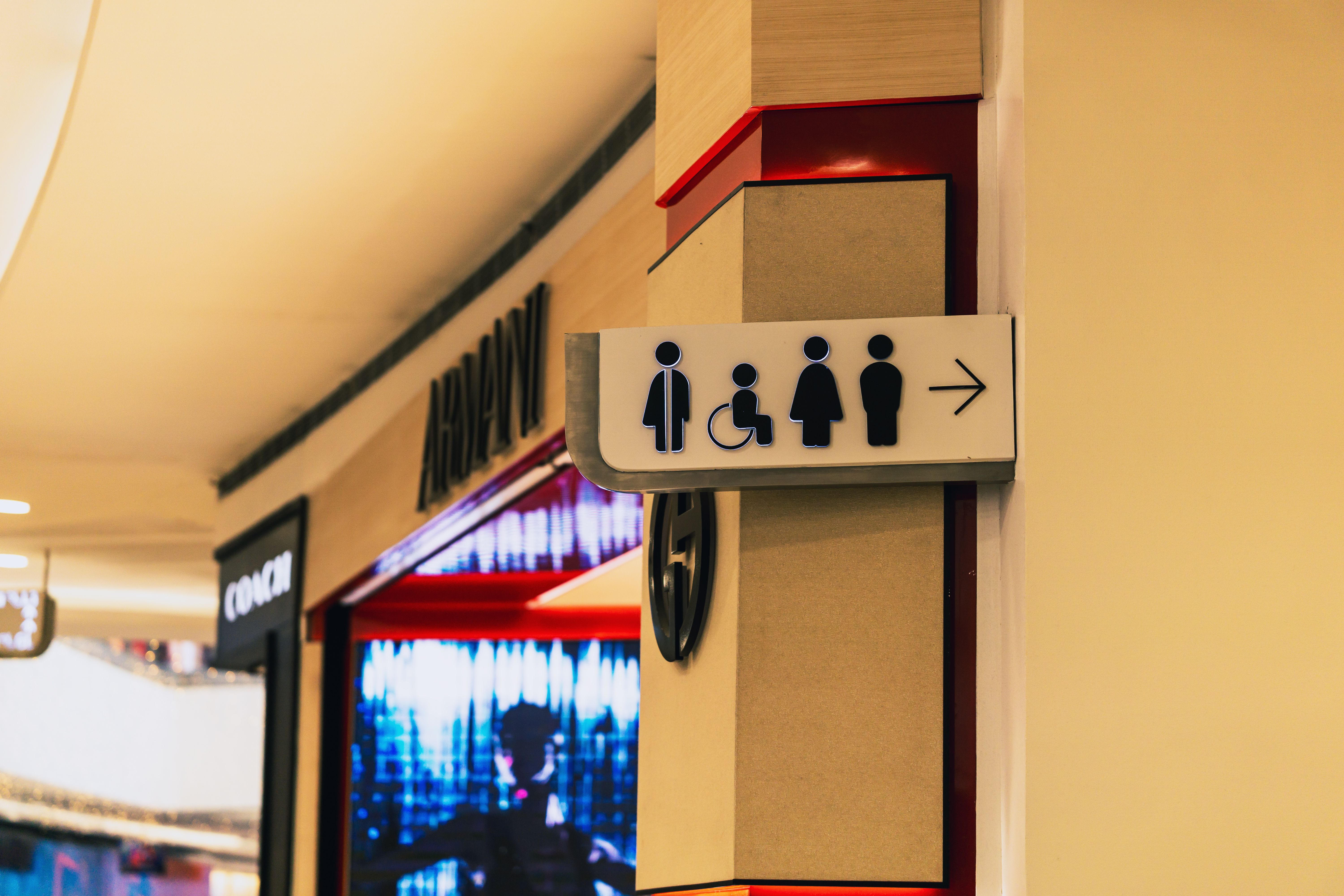 Indoor Mall Restroom Directional Signage · Free Stock Photo