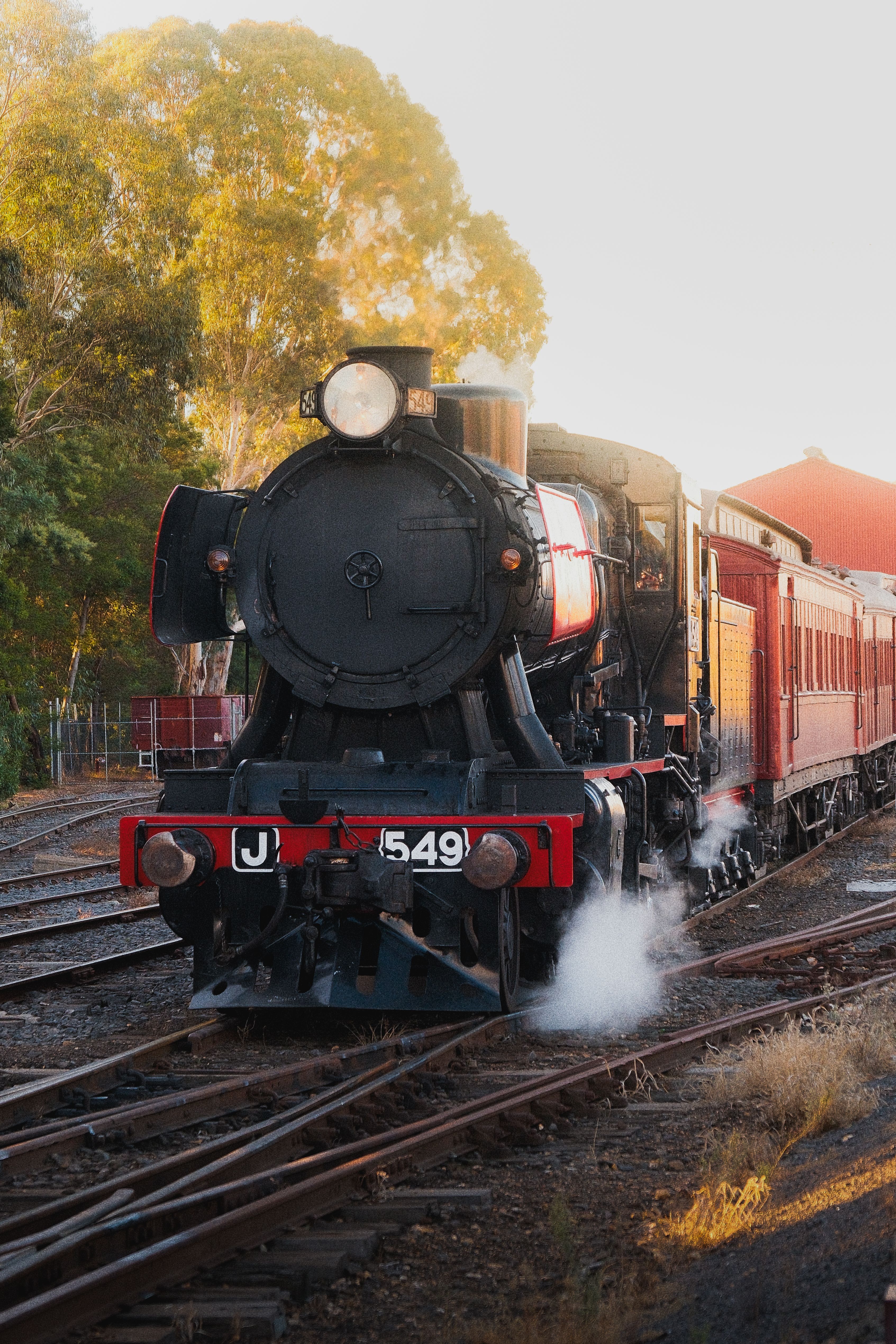 Vintage Steam Locomotive on an Early Morning Railway Track · Free Stock ...