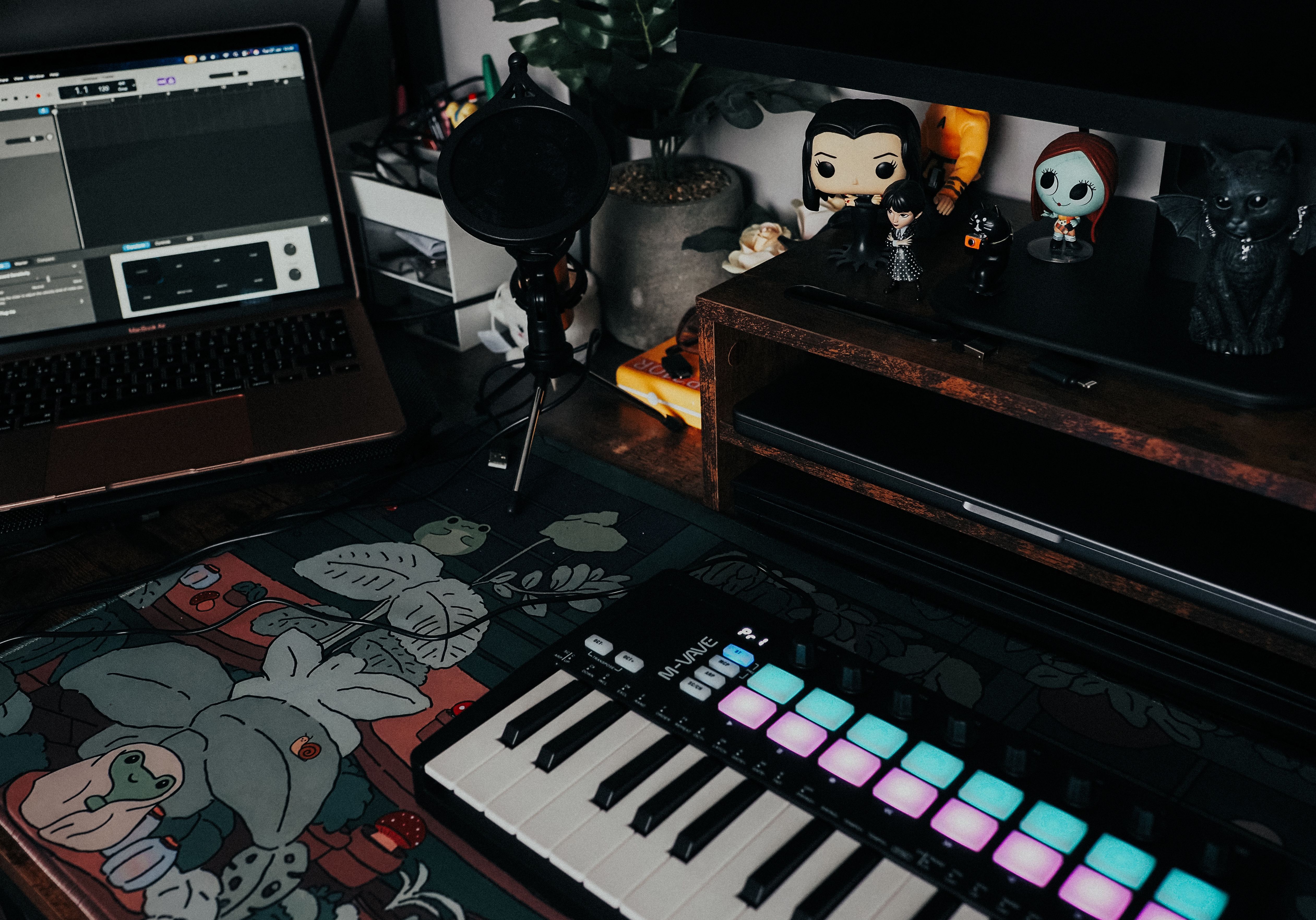 Cozy Home Recording Studio Setup with MIDI Keyboard · Free Stock Photo