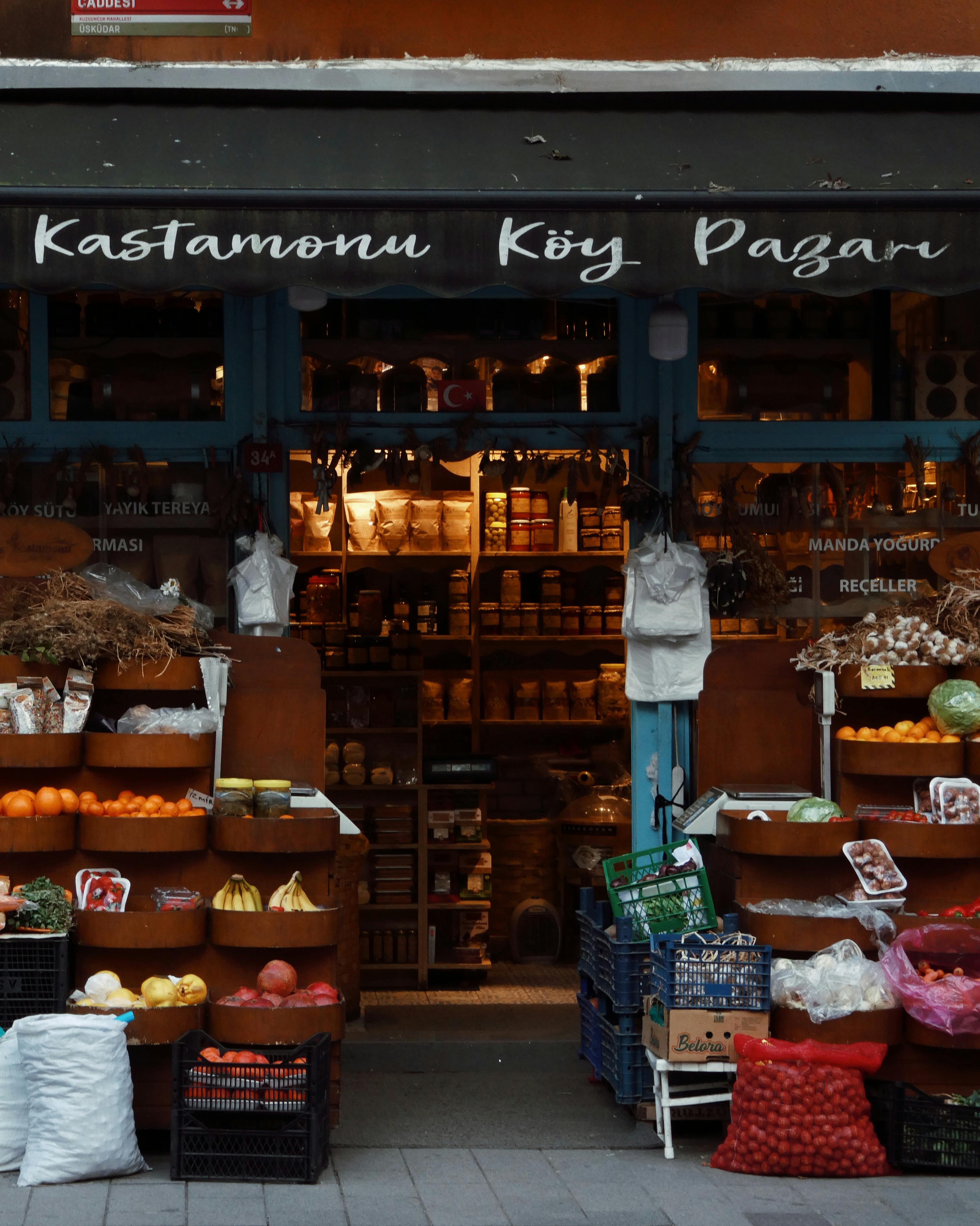 Charming Turkish Grocery Storefront Display · Free Stock Photo