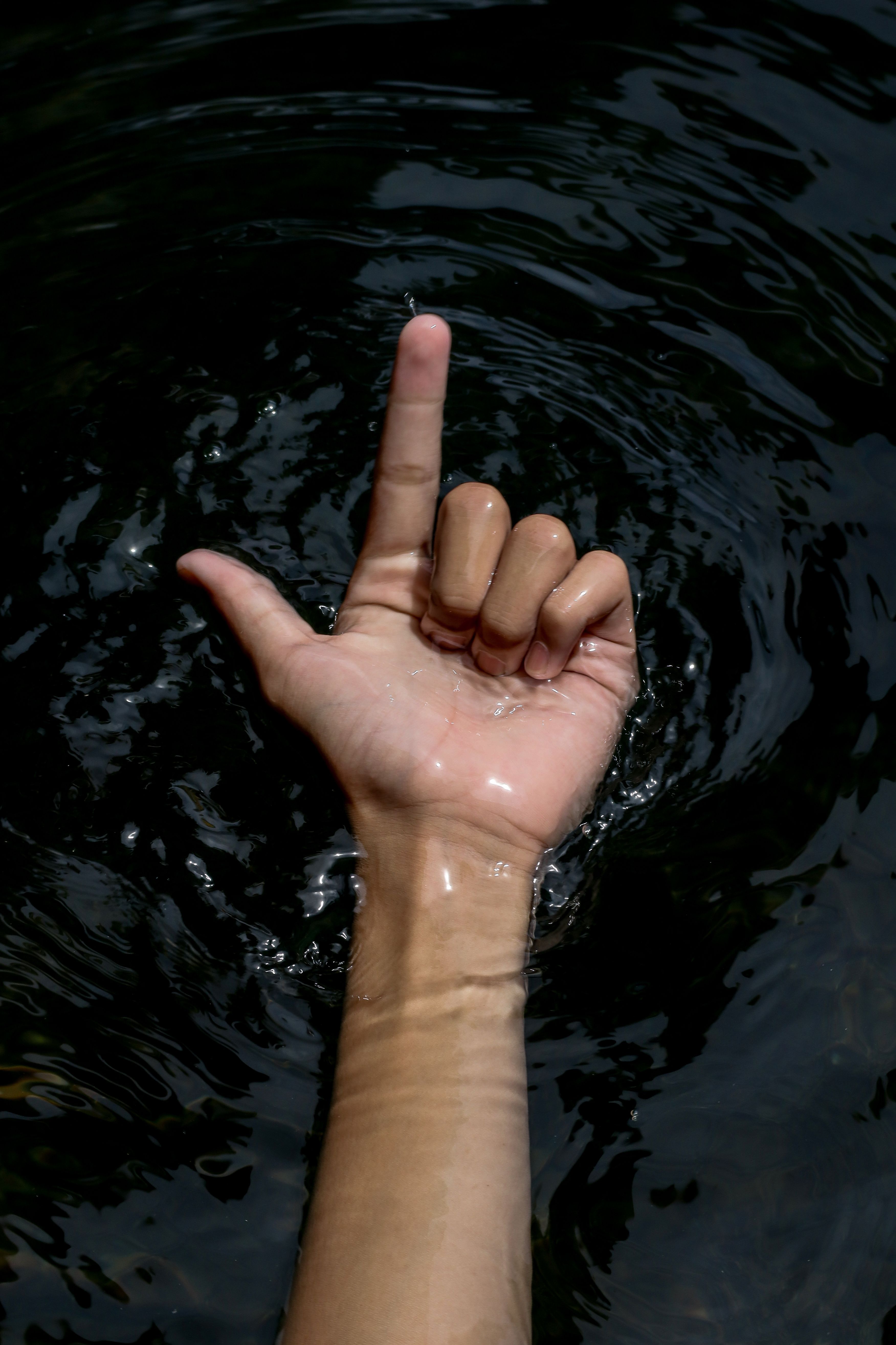 Hand Gesture in Water with Ripples · Free Stock Photo