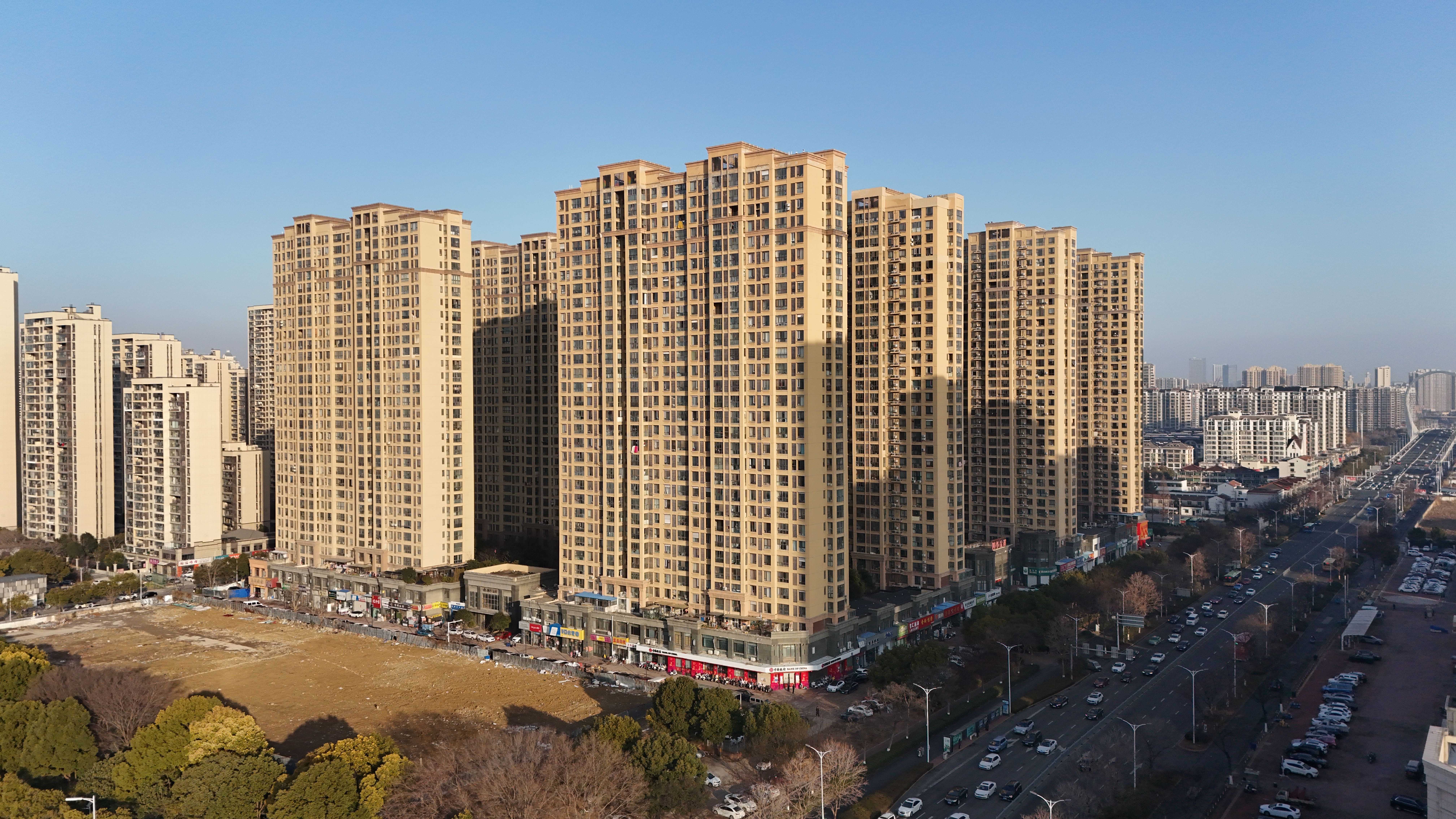 Aerial View of Modern Urban High-Rise Buildings · Free Stock Photo