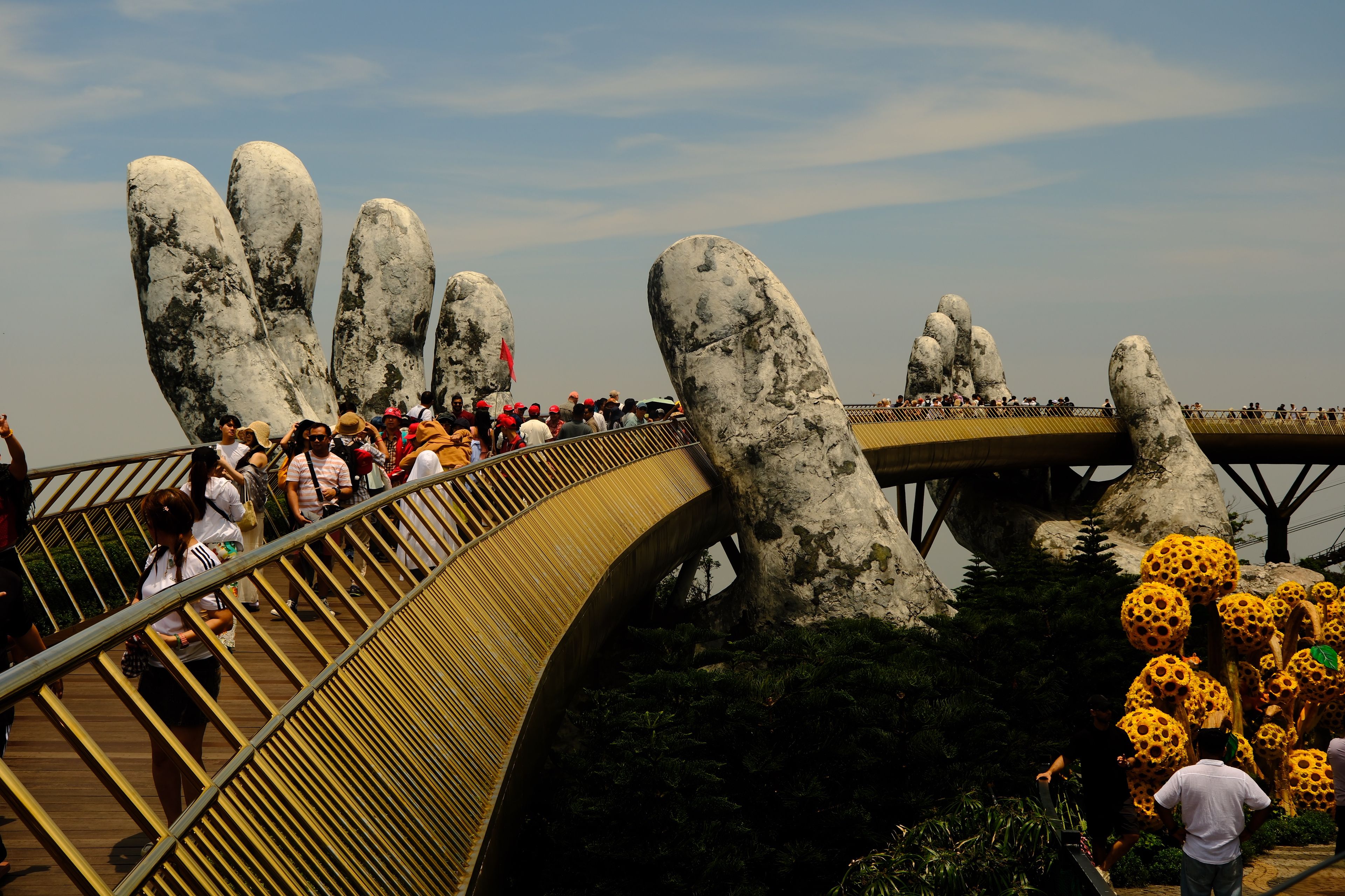 Golden Bridge with Giant Stone Hands in Vietnam · Free Stock Photo