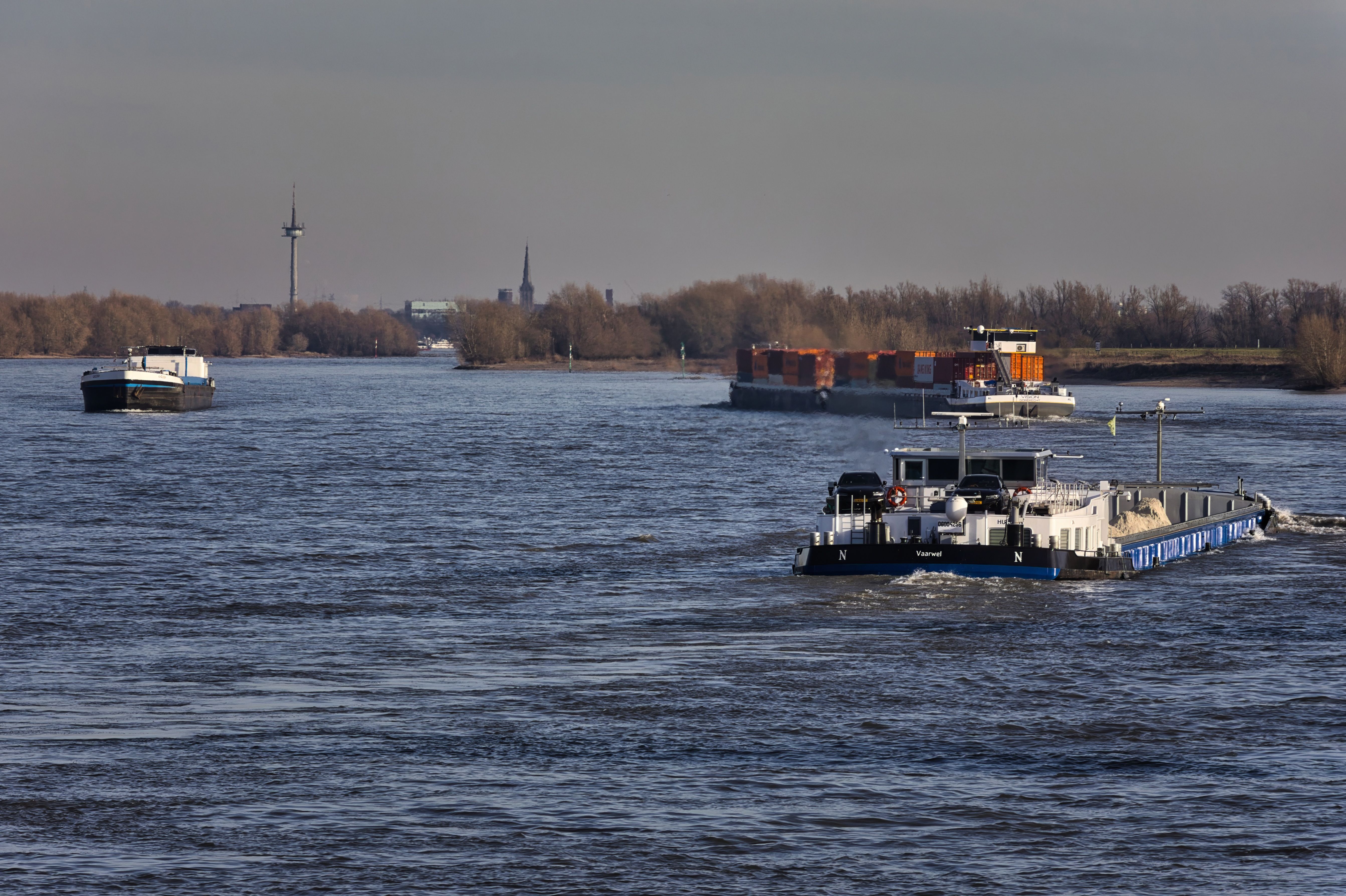 Inland Waterway Transport with Cargo Ships · Free Stock Photo