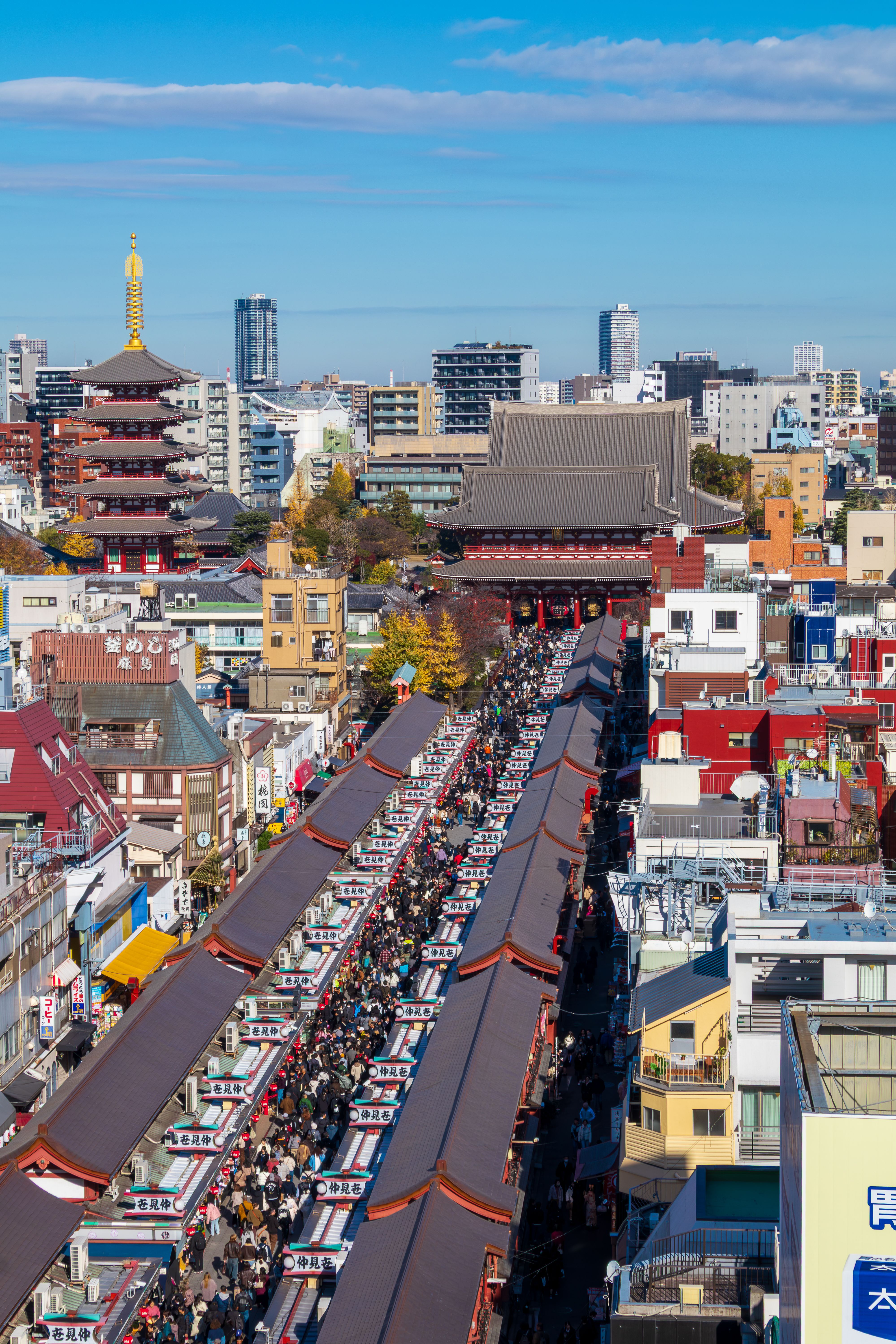 Aerial View of Sensō-ji Temple in Taito City, Tokyo · Free Stock Photo
