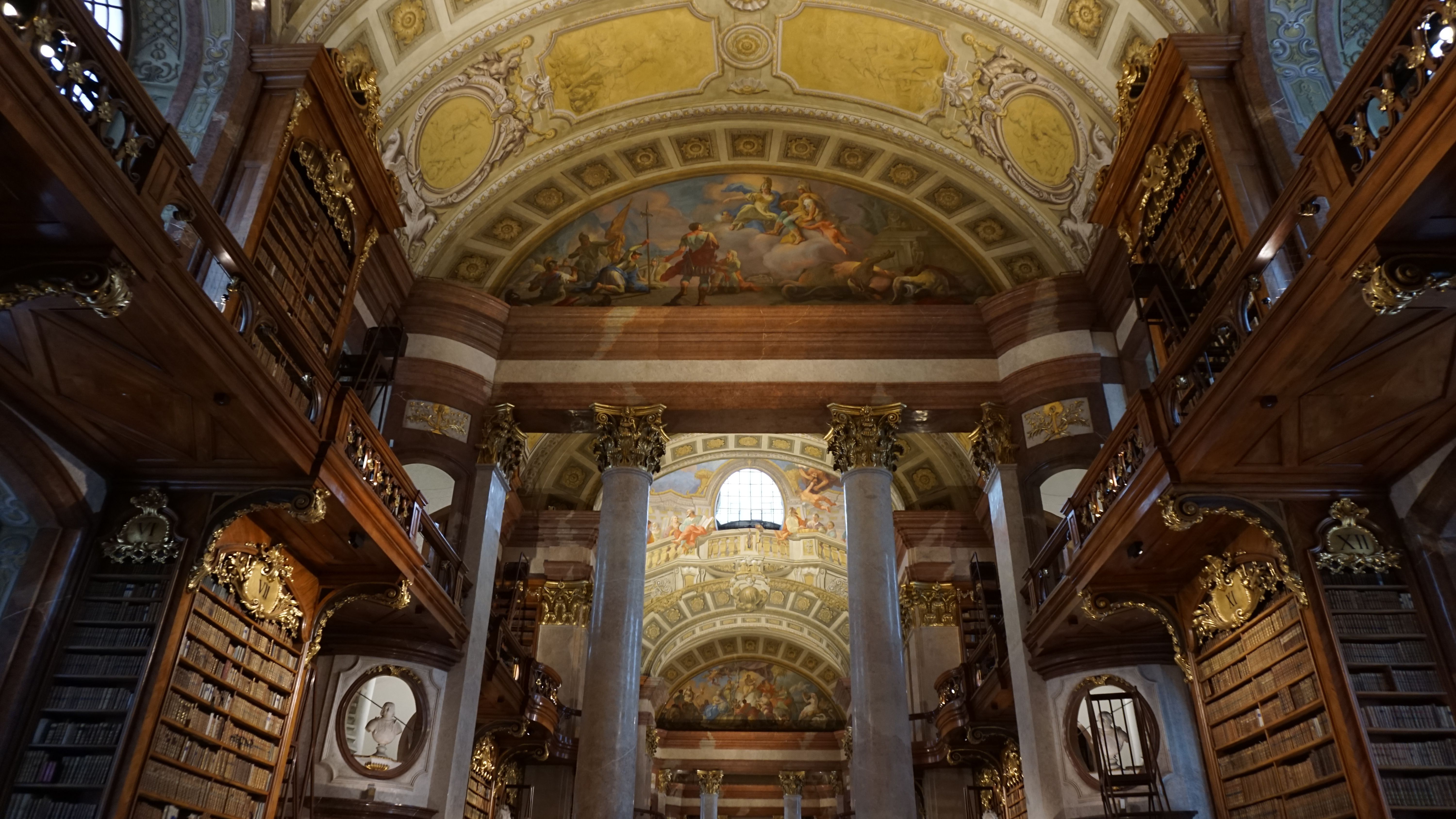 Opulent Baroque Library Interior with Frescoes · Free Stock Photo