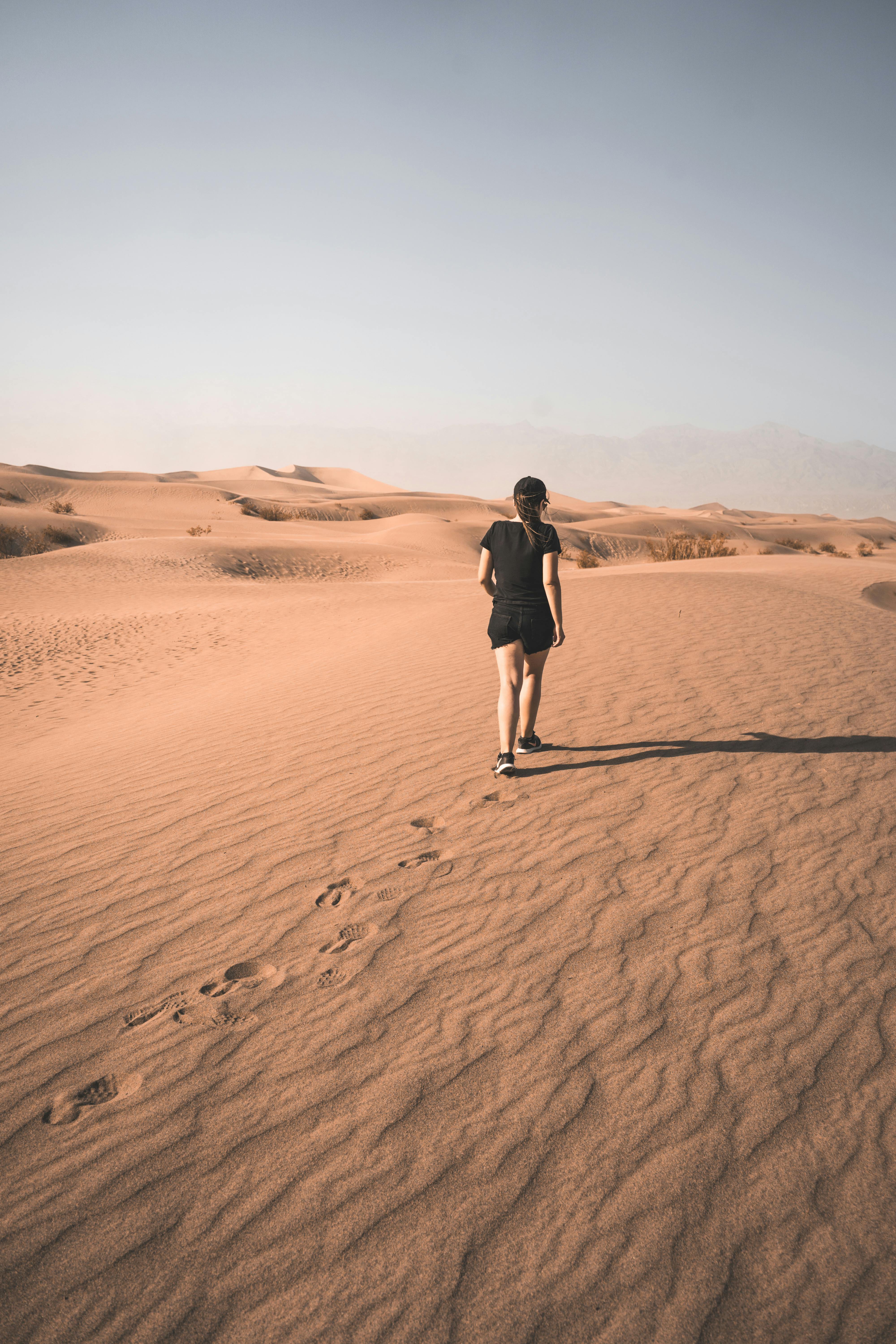 Solitary Walk in Desert Landscape · Free Stock Photo