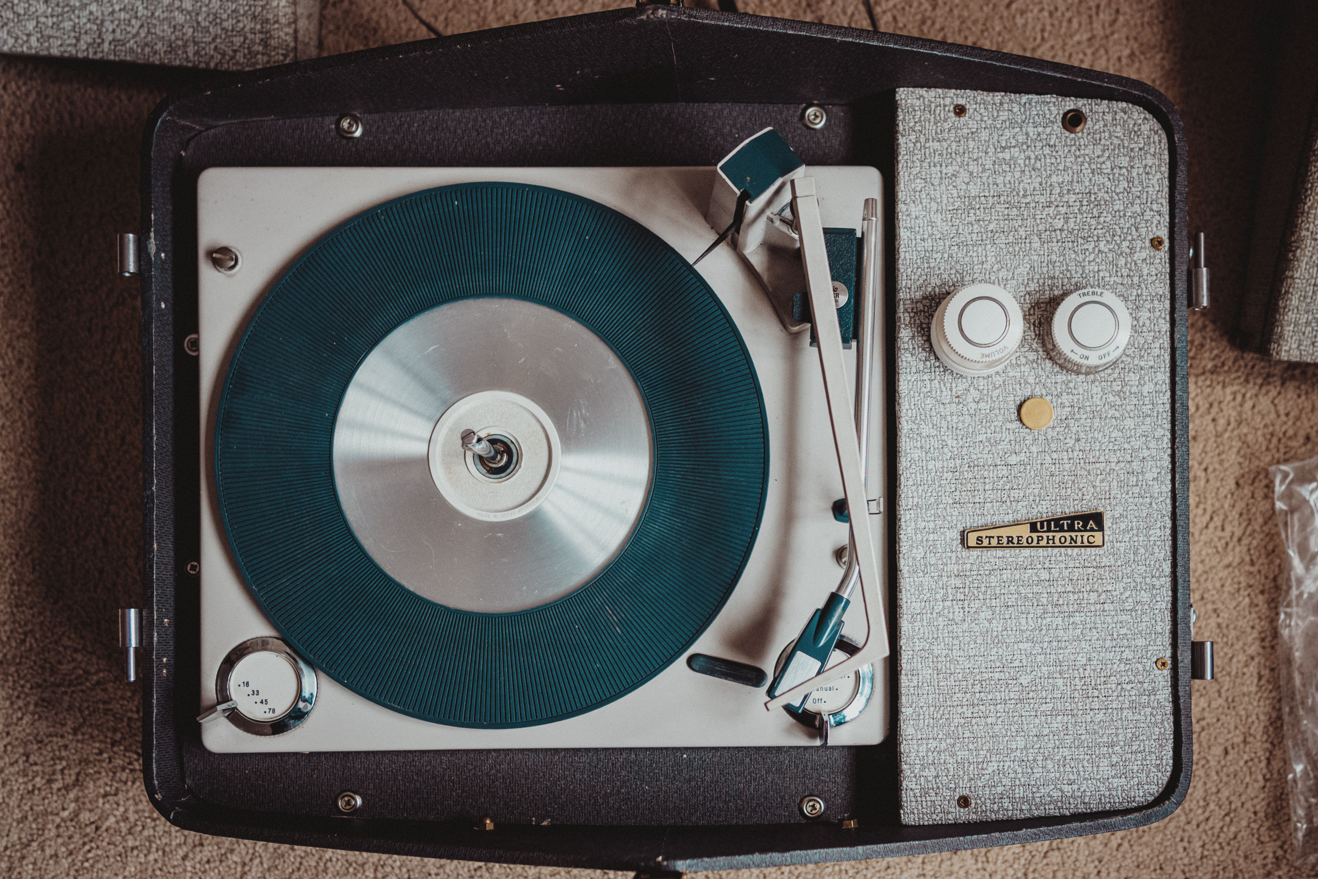 Vintage Turntable Ultra Stereophonic Top View · Free Stock Photo
