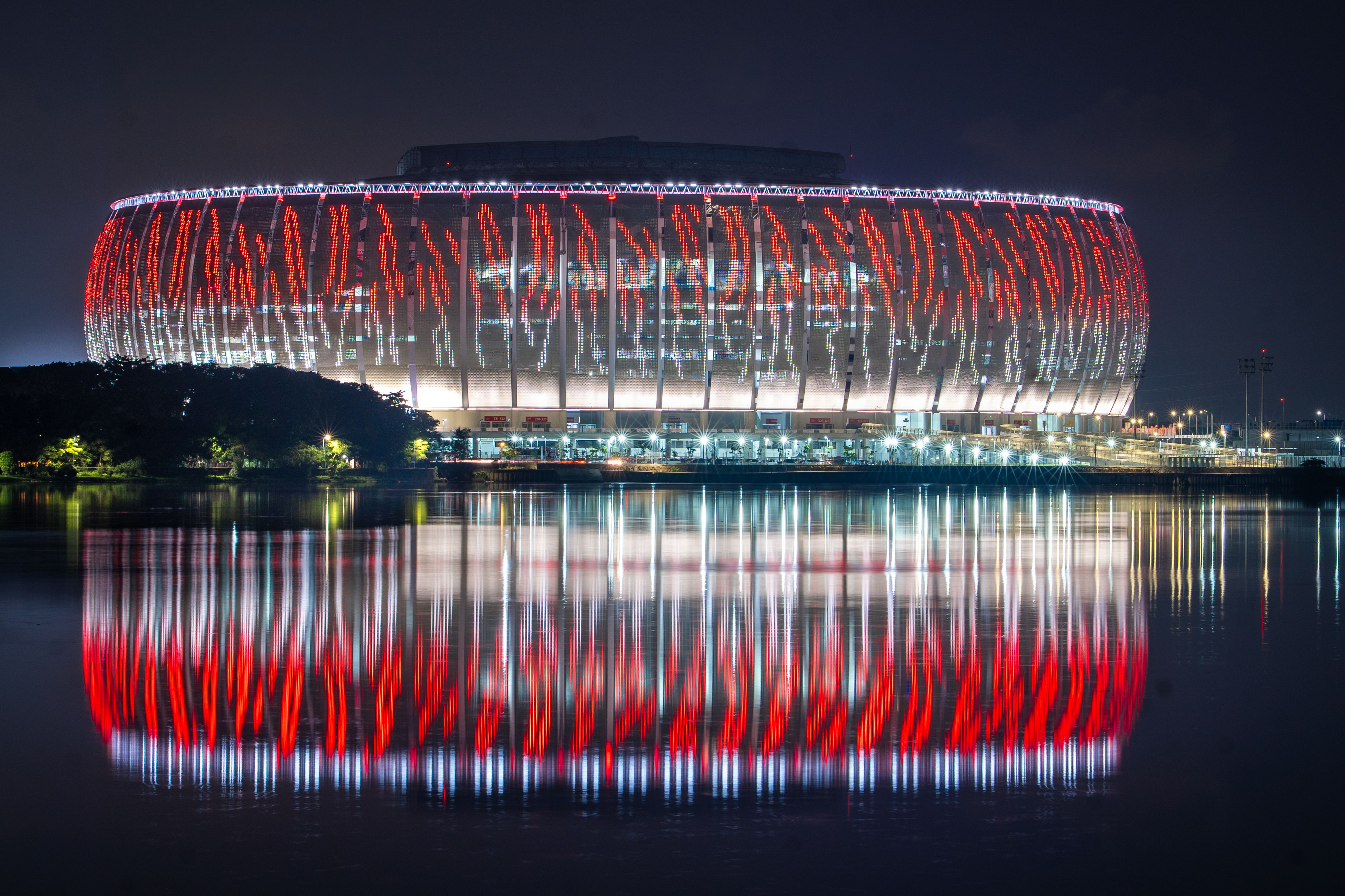 Stunning Night View of Lusail Stadium in Qatar · Free Stock Photo