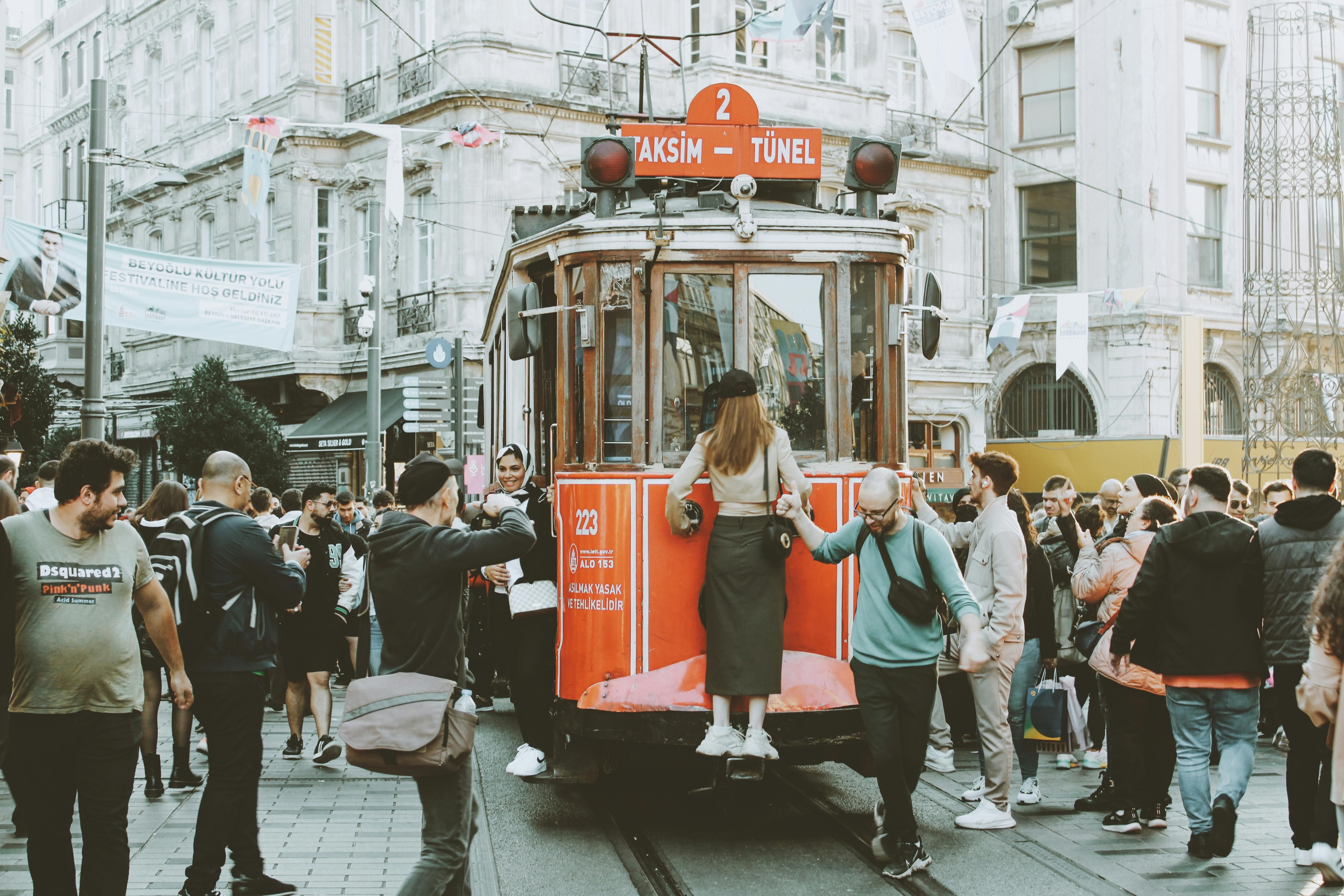 Historic Istanbul Tram and Busy Street Scene · Free Stock Photo
