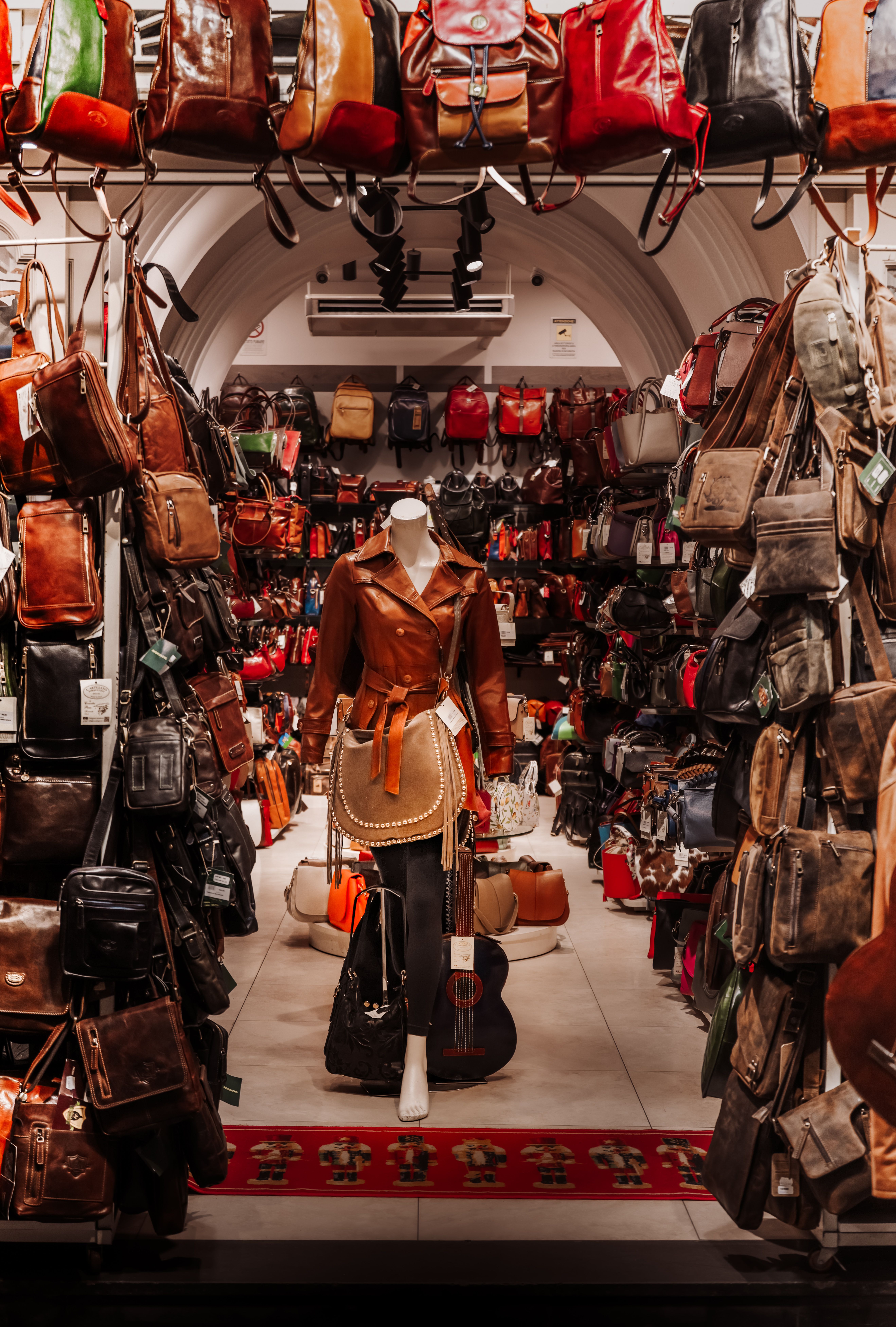 Leather Storefront Display with Mannequin · Free Stock Photo