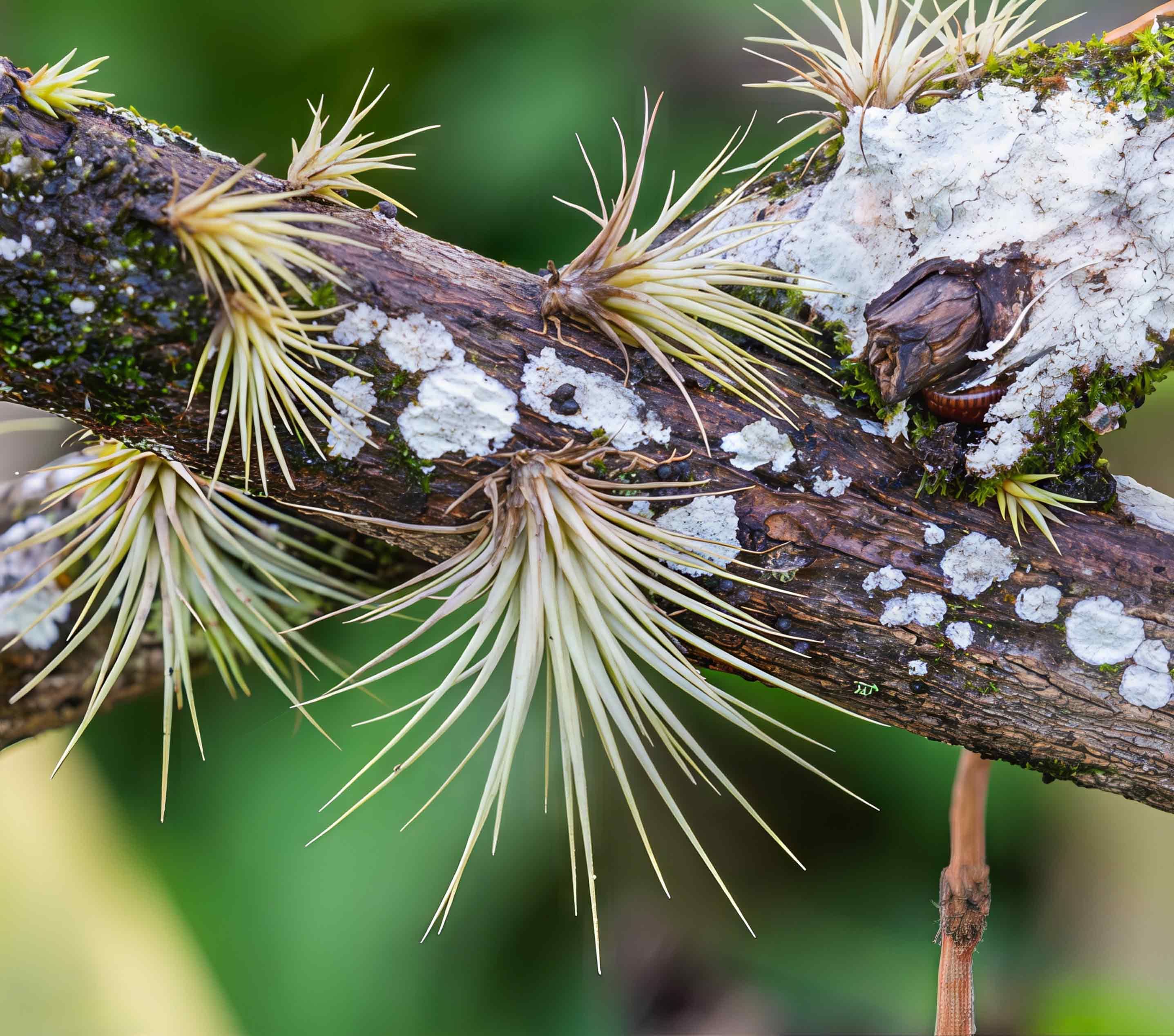 Close-up of Tree Branch with Spikes and Lichens · Free Stock Photo