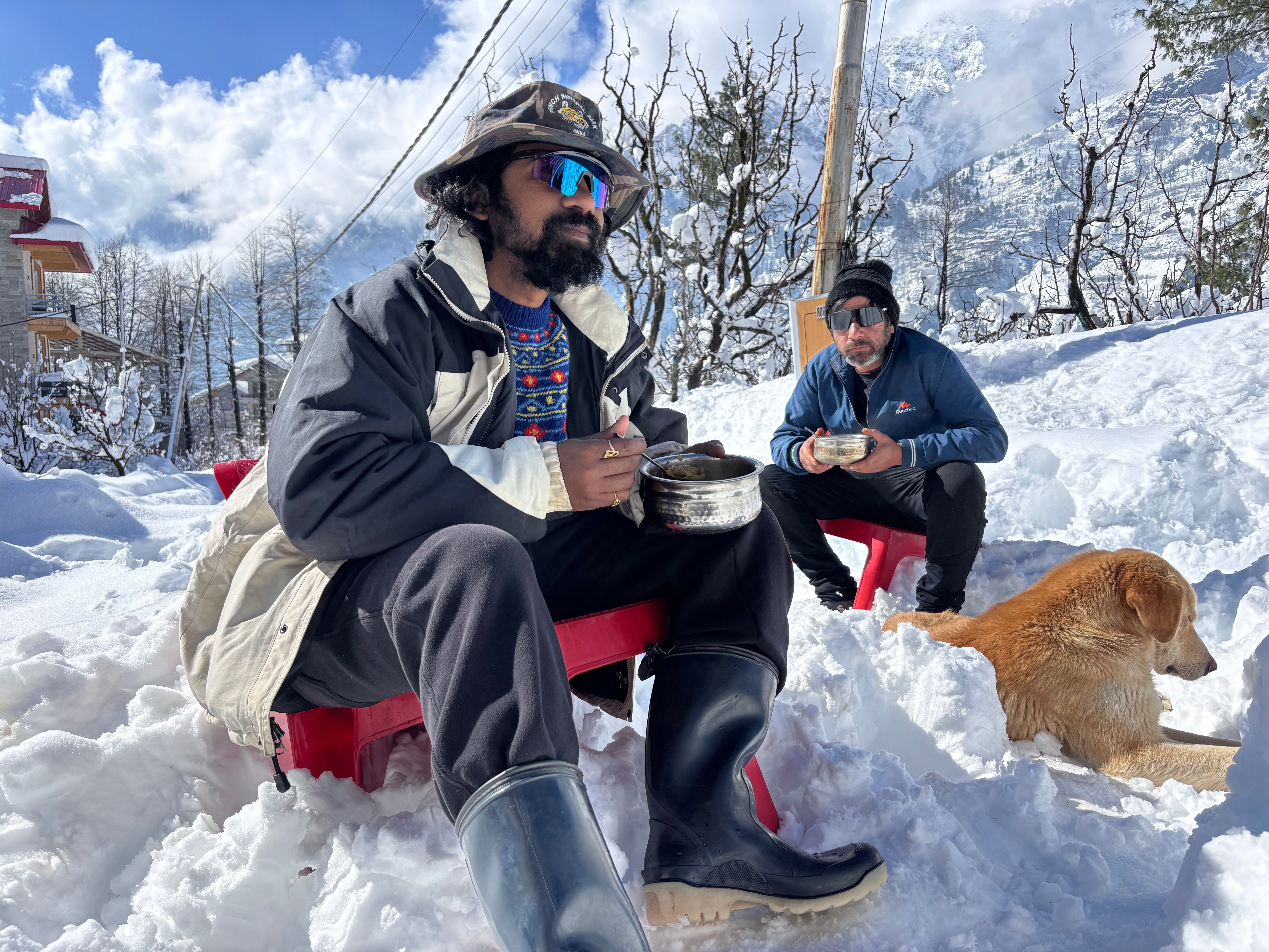 Two Men Enjoying Winter in Snowy Manali Outdoors · Free Stock Photo