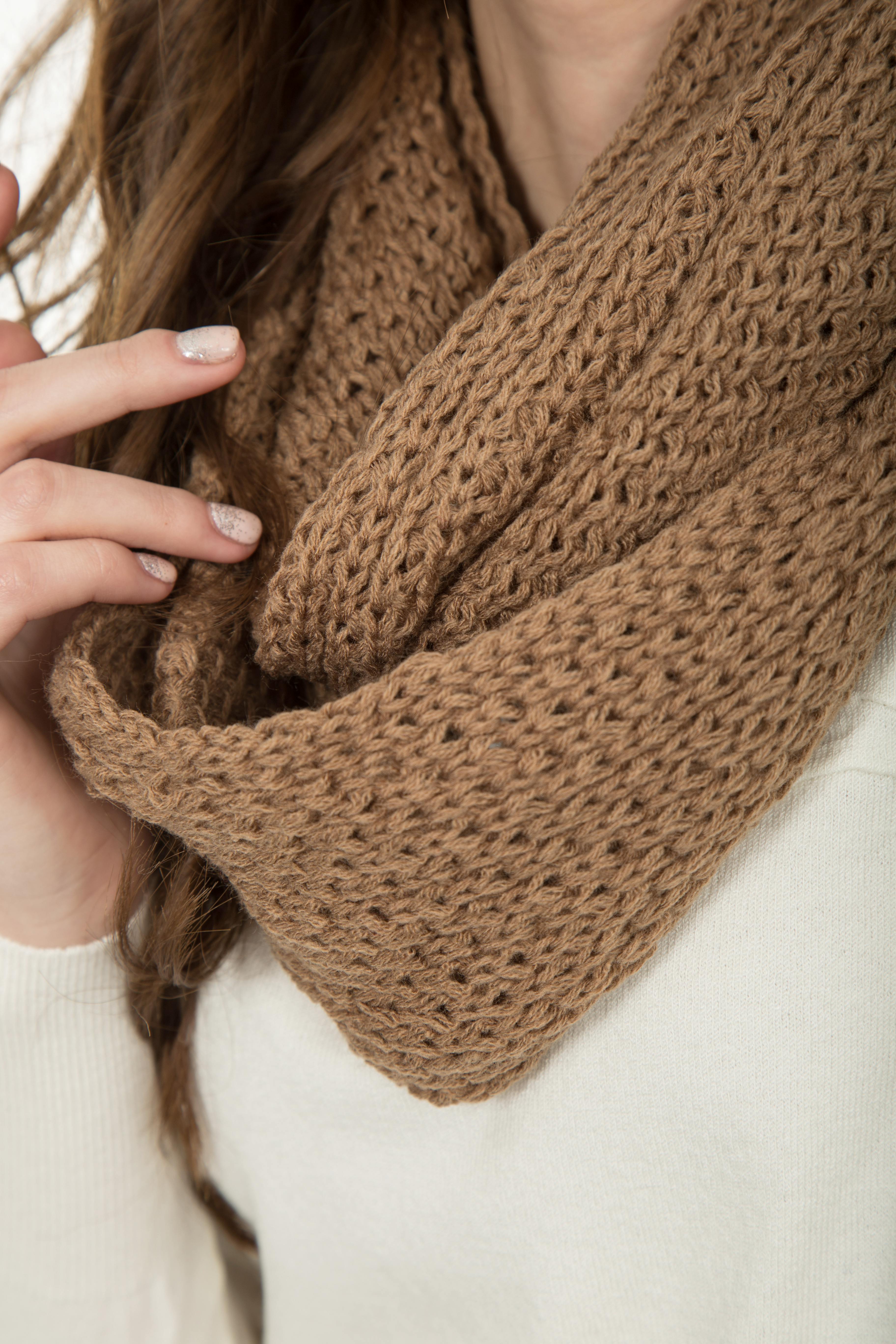 Woman in Brown Knit Scarf · Free Stock Photo