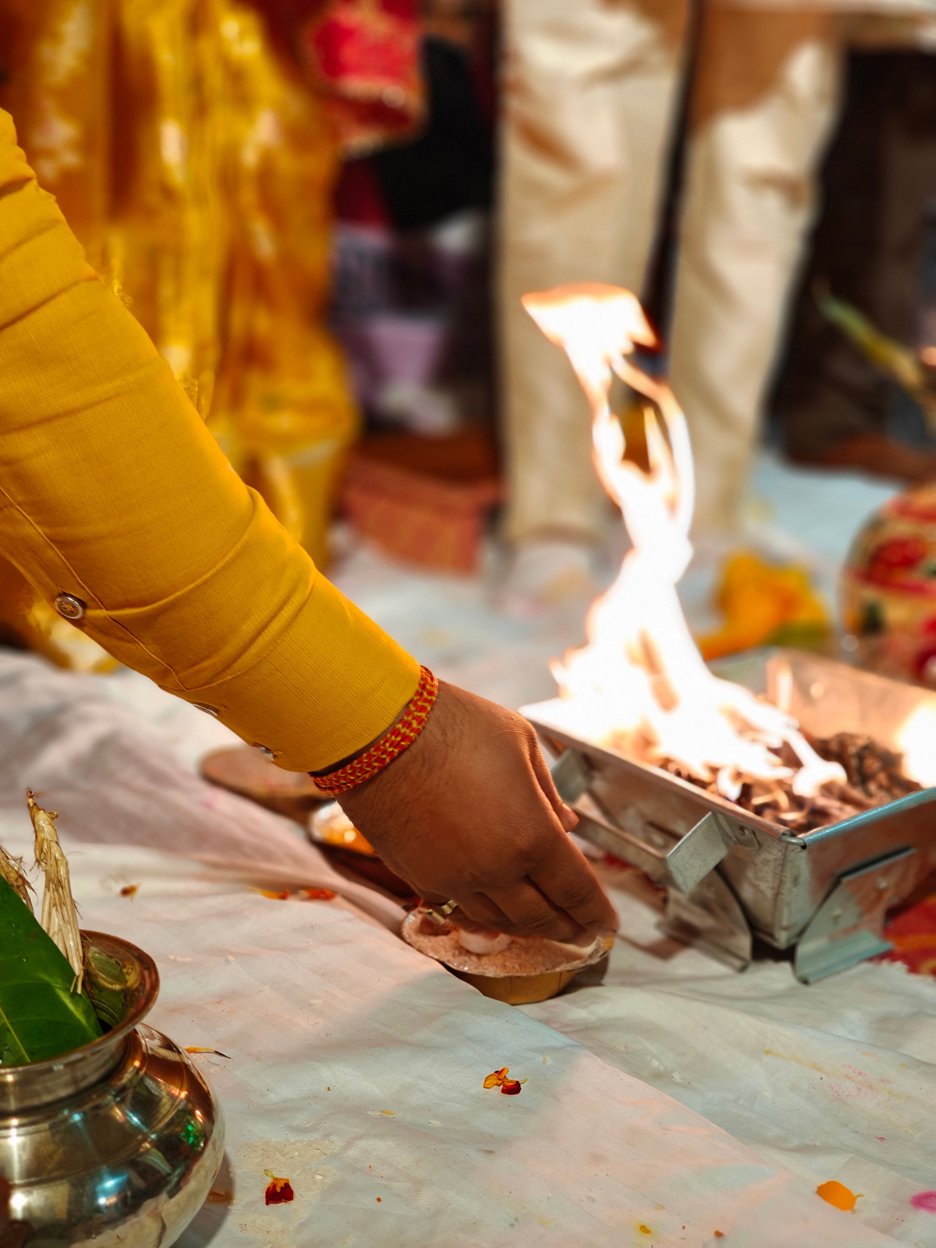 Traditional Indian Wedding Ritual with Sacred Fire · Free Stock Photo