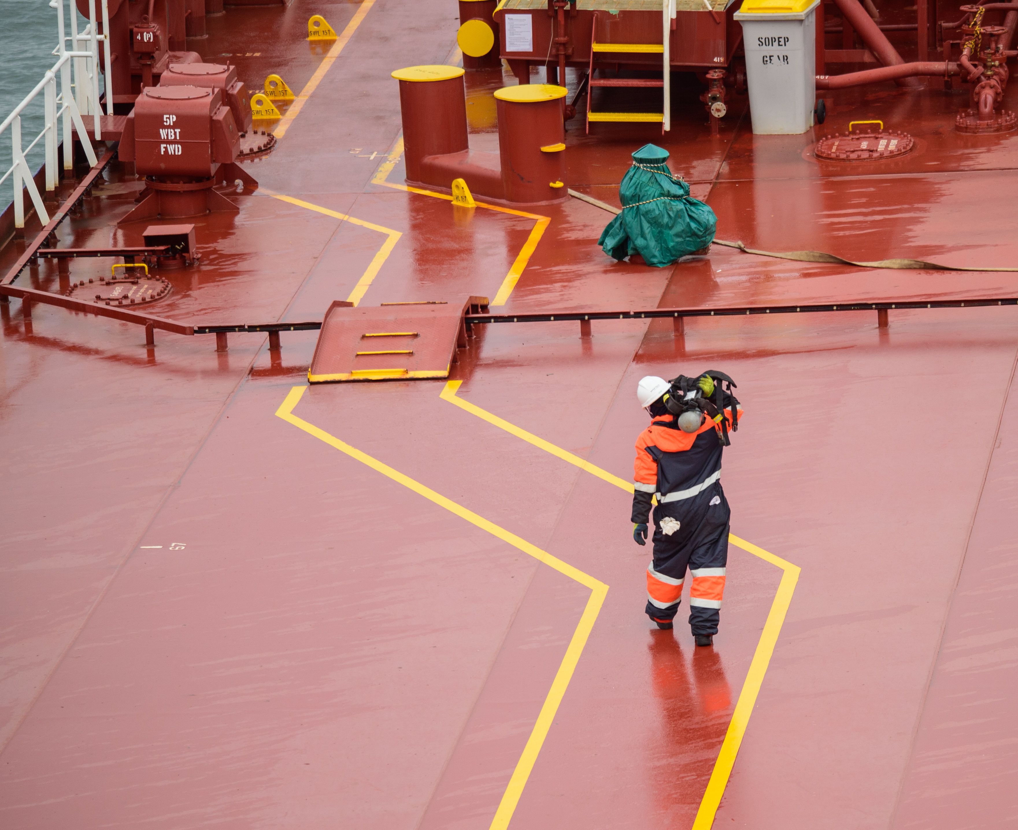 Worker in Uniform and Helmet on Road · Free Stock Photo
