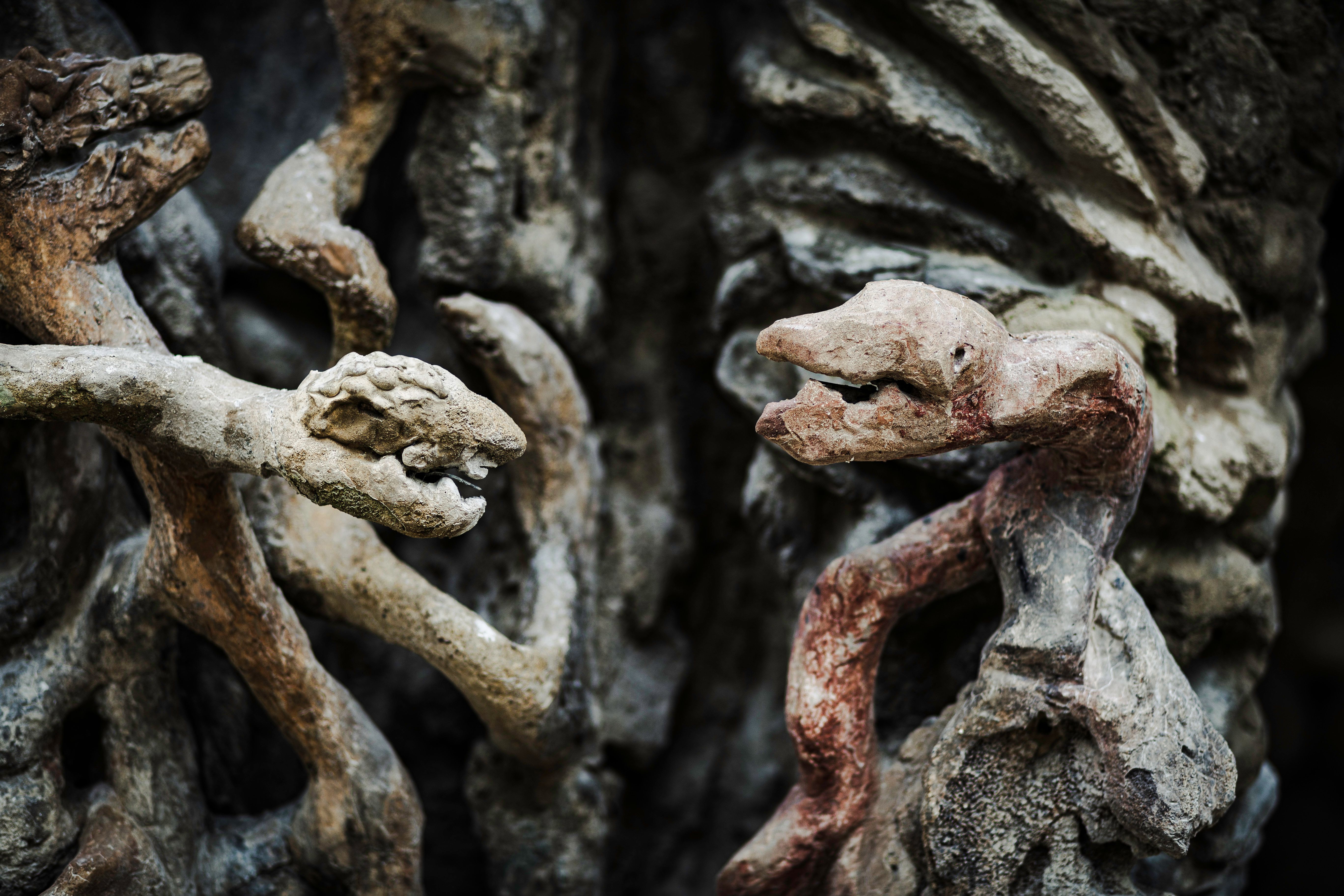Intricate Stone Sculpture of Mythical Creatures · Free Stock Photo