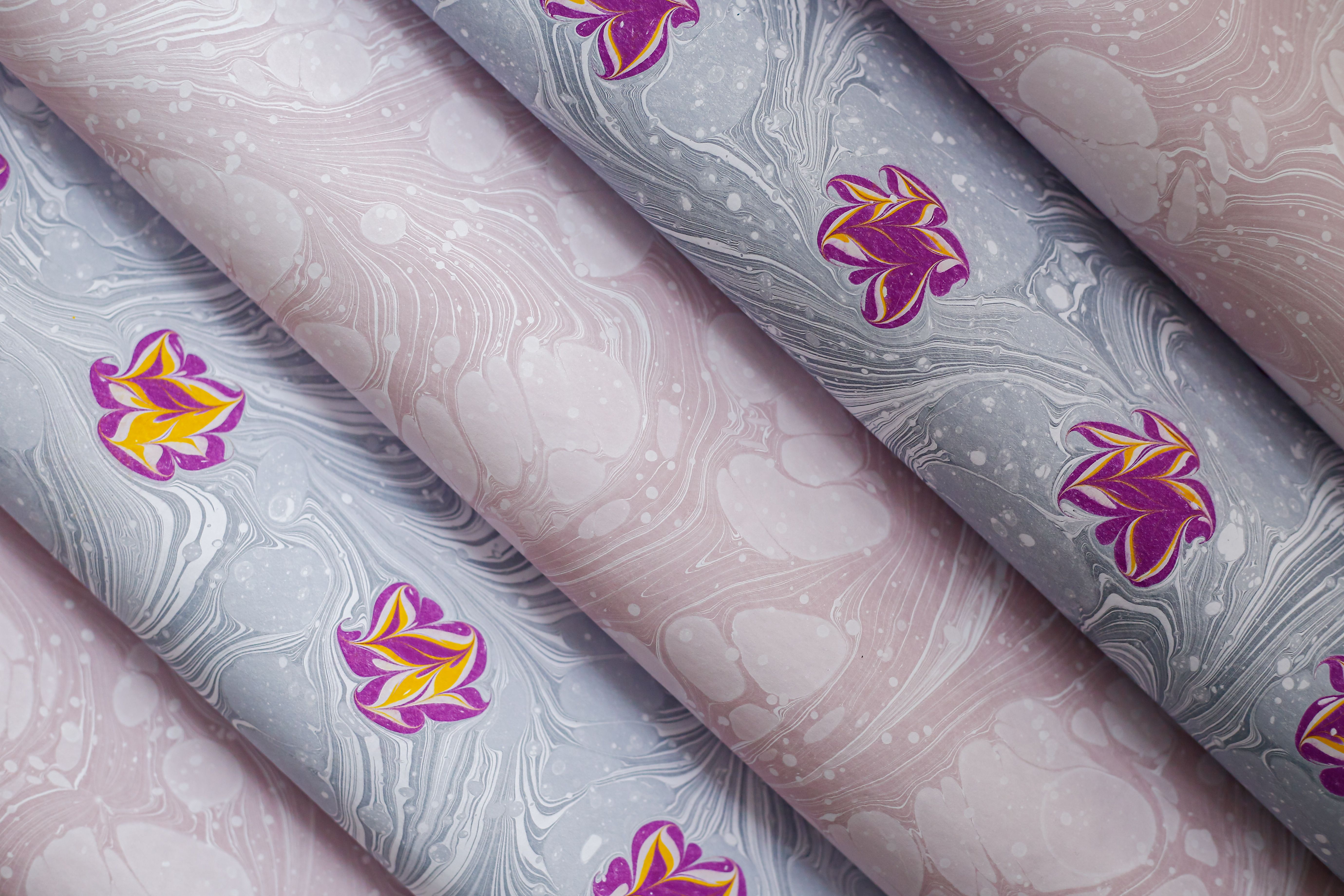 Colorful Marbled Paper with Floral Patterns · Free Stock Photo