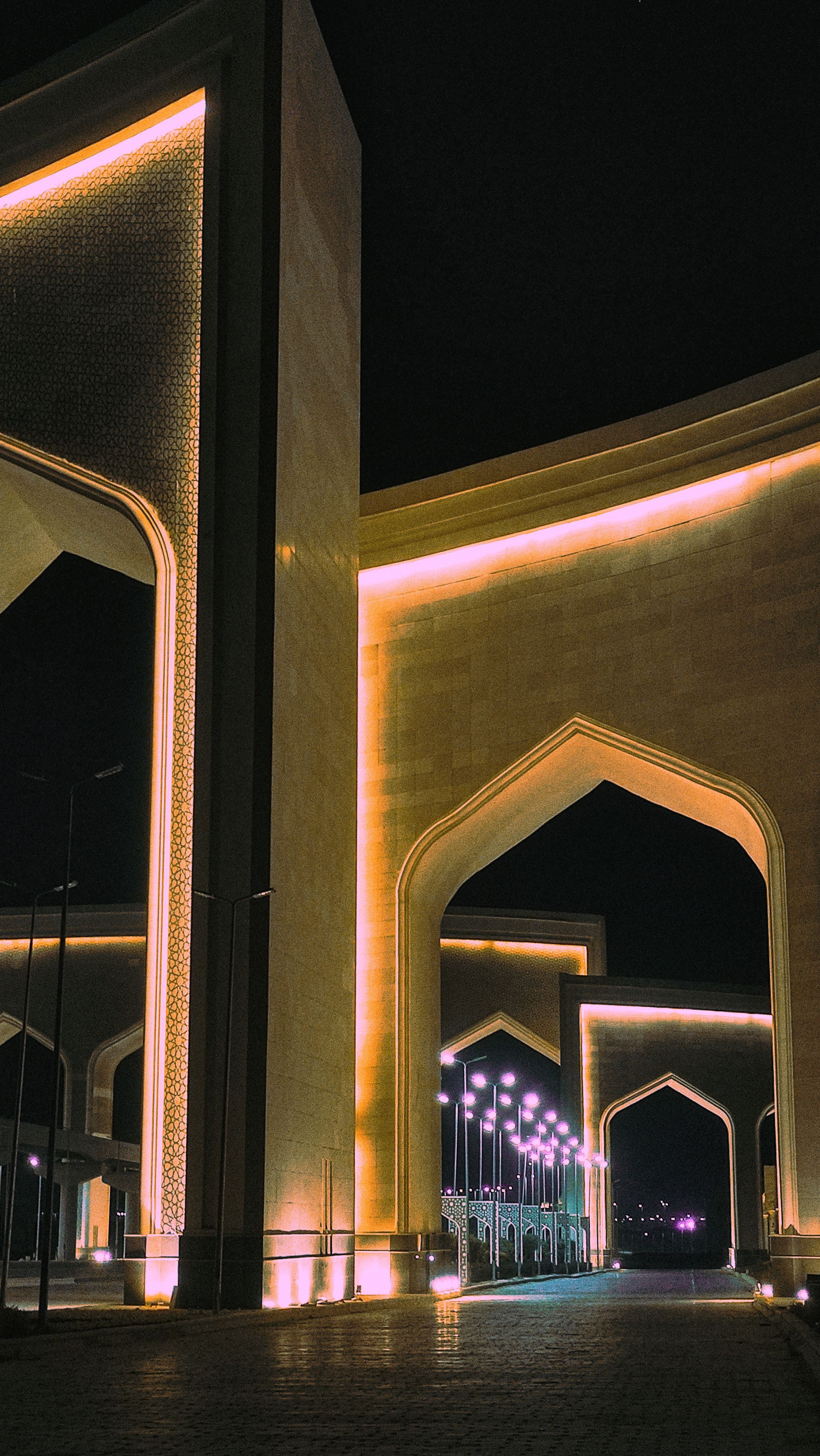Illuminated Gates at Night in New Administrative Capital · Free Stock Photo
