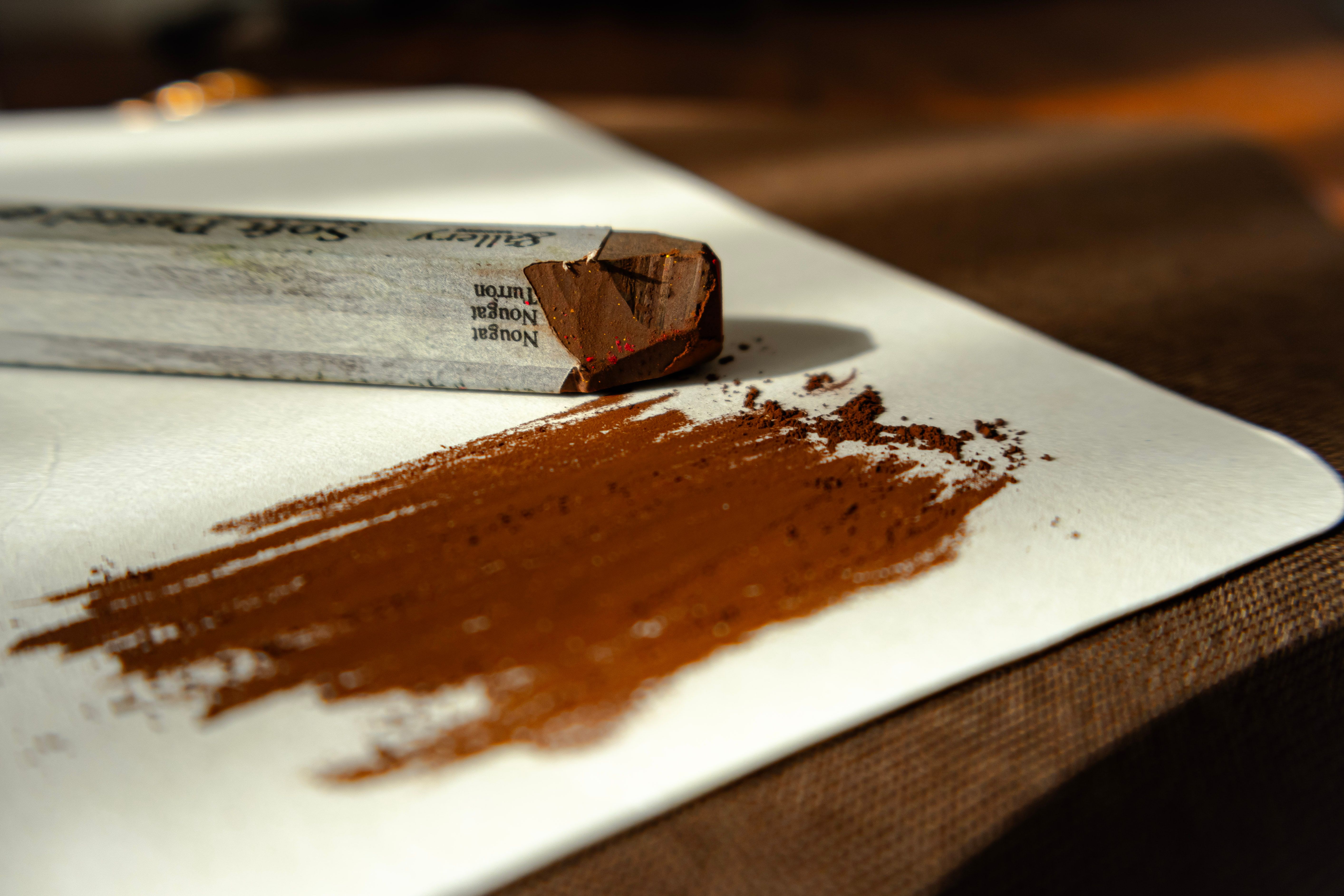 Brown Pastel on Paper with Artistic Shadow Play · Free Stock Photo