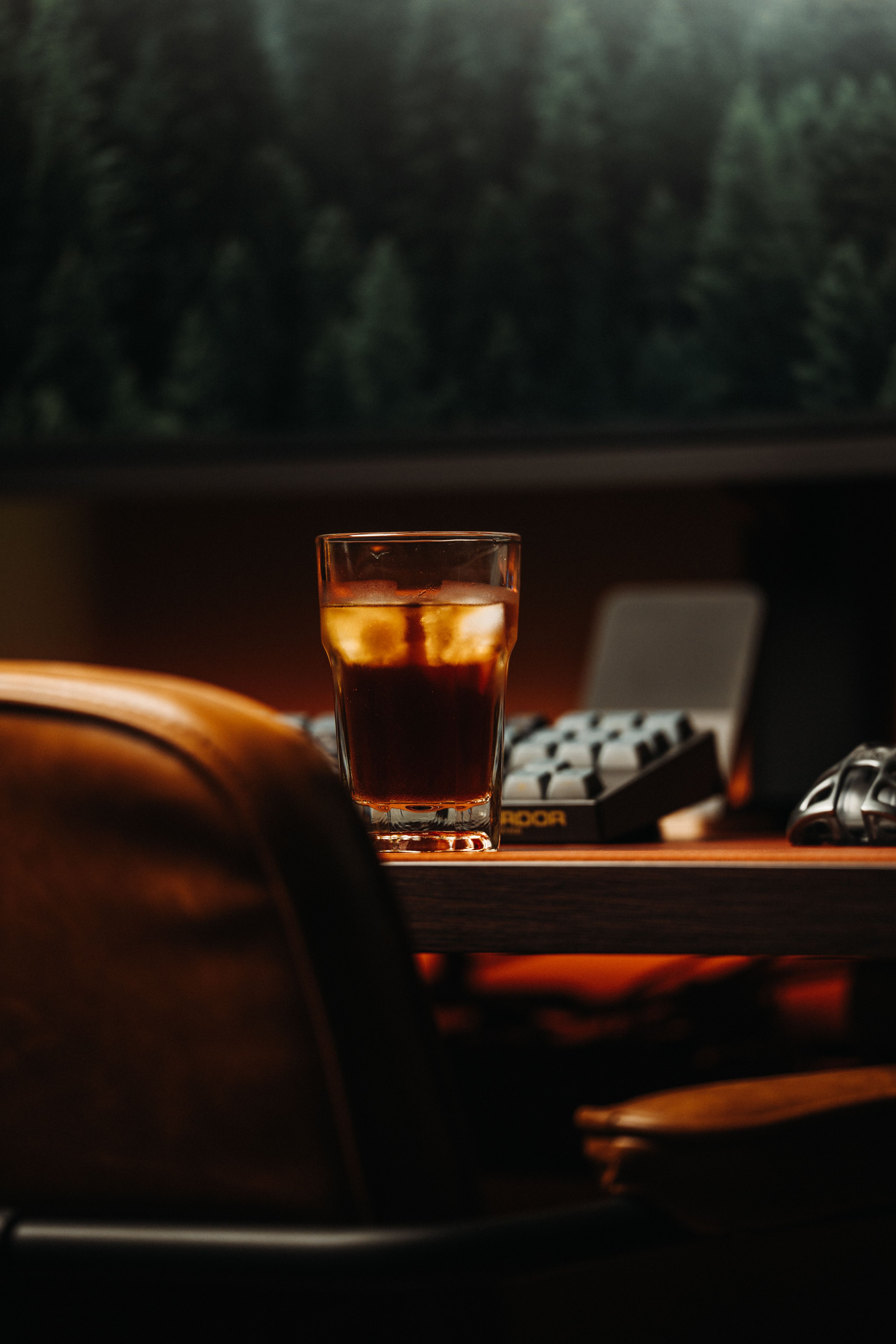Cozy Workspace with Iced Coffee · Free Stock Photo