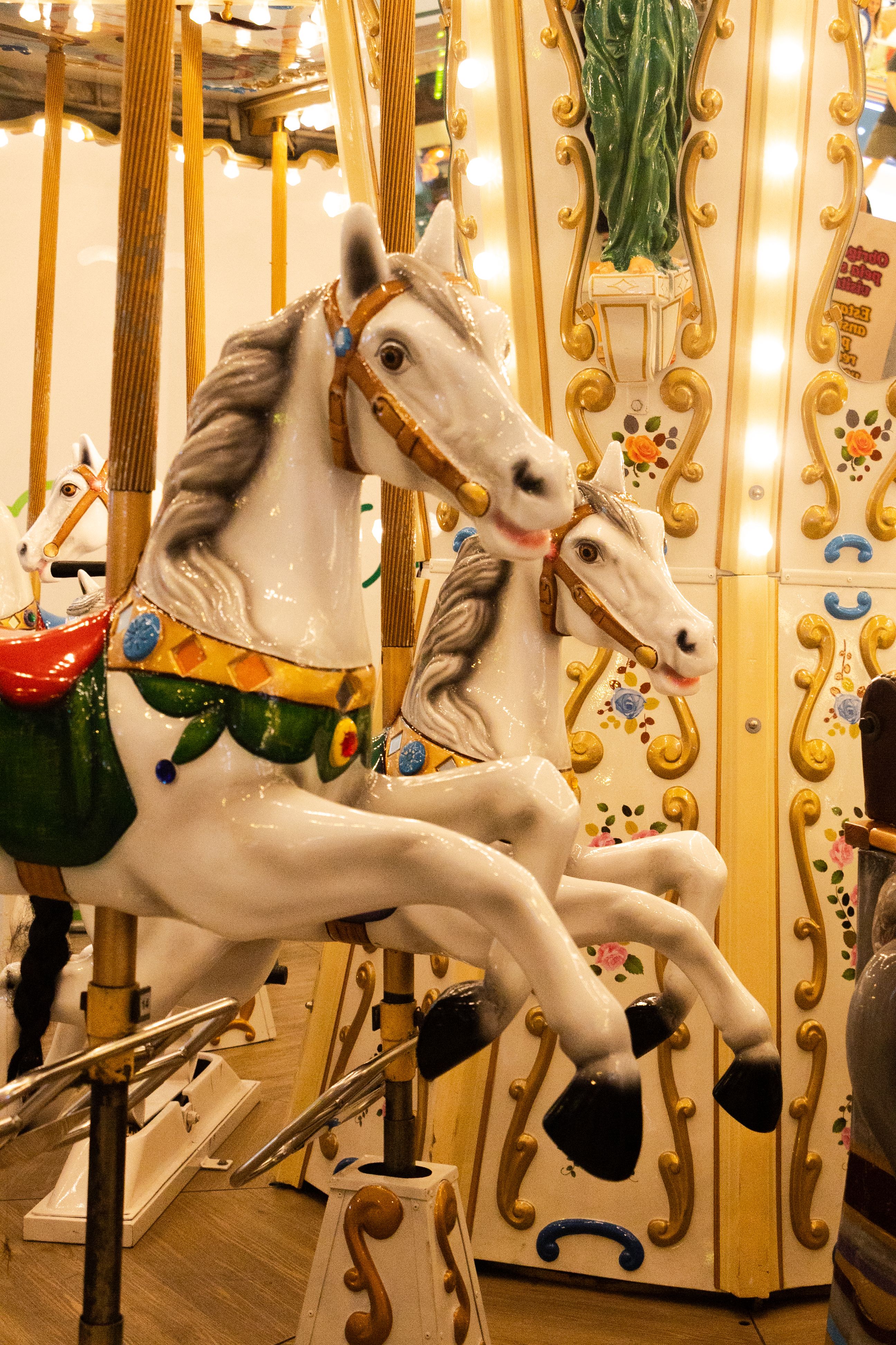 Colorful Carousel Horses in Amusement Park · Free Stock Photo