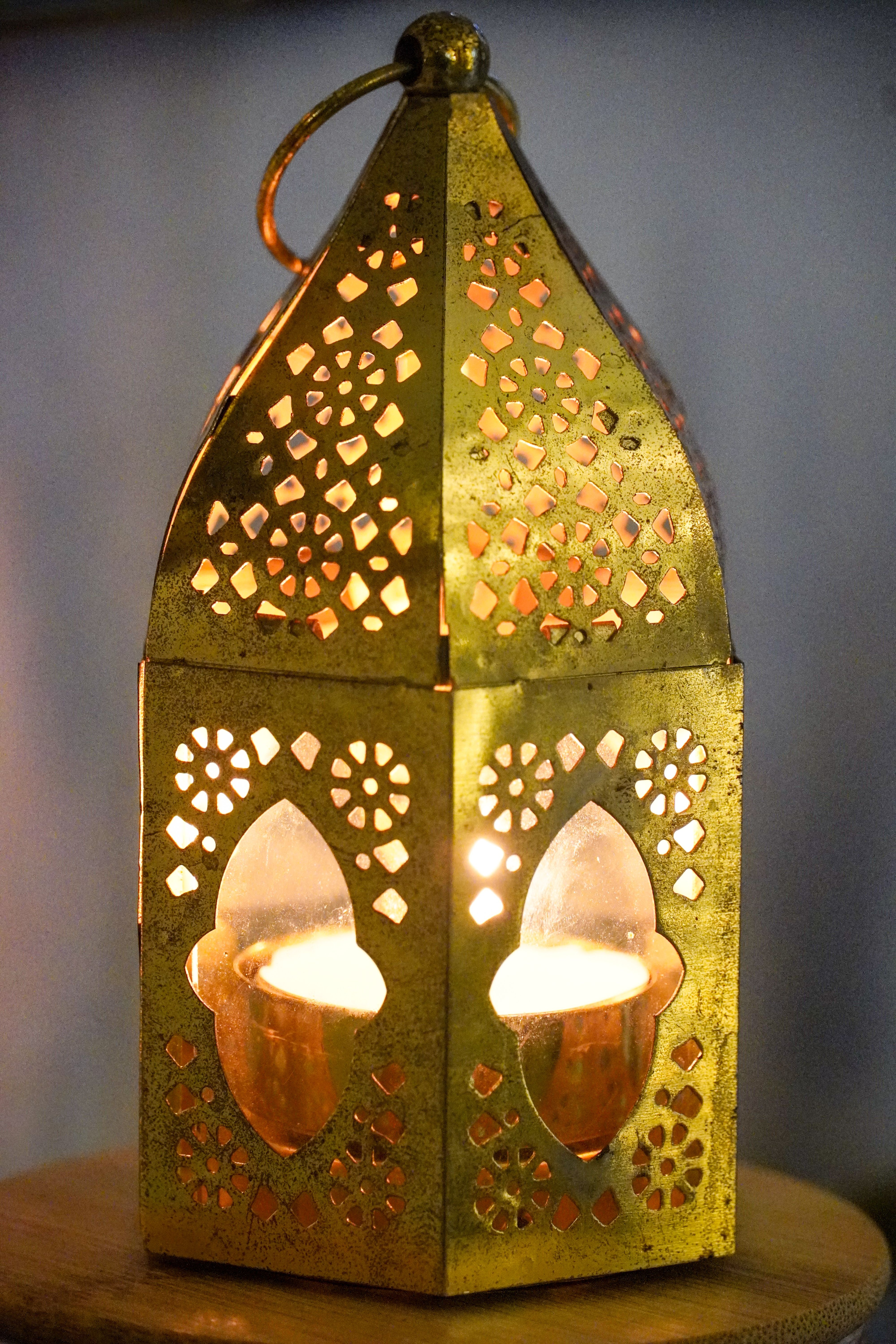 Elegant Brass Lantern with Candlelight Glow · Free Stock Photo