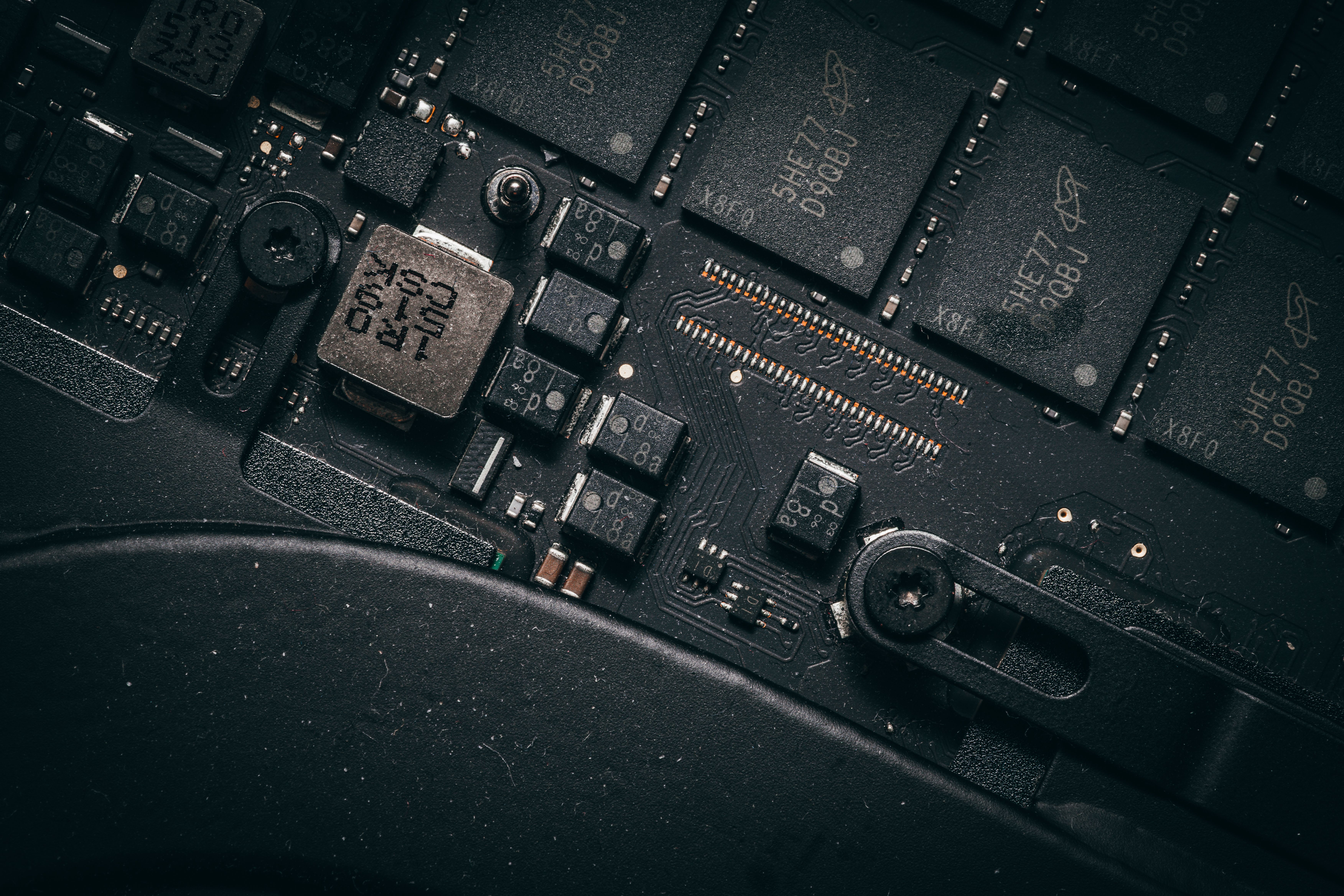Close-up of Computer Circuit Board Components · Free Stock Photo