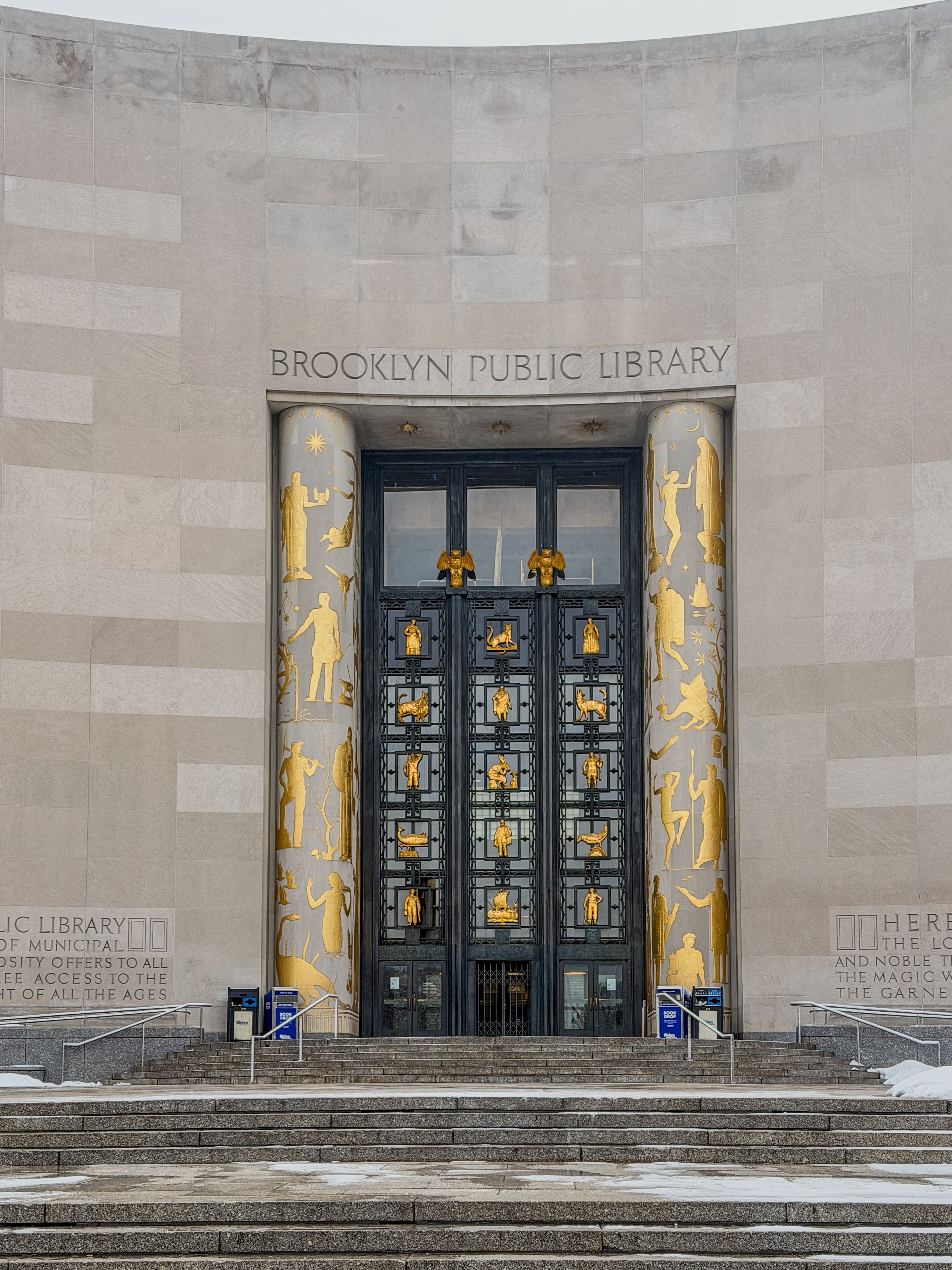 Brooklyn Public Library Main Entrance in Winter · Free Stock Photo