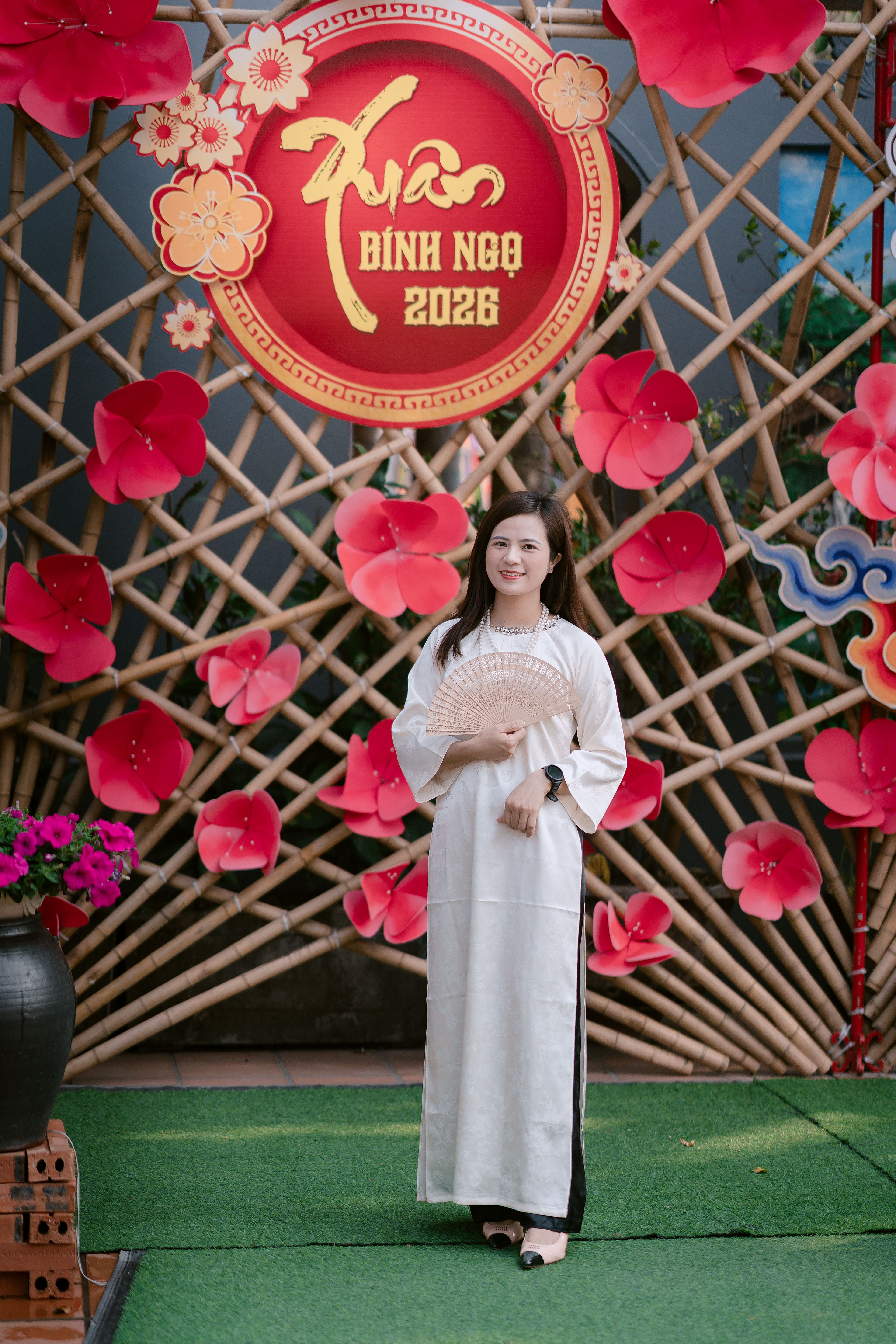 Woman in Traditional Dress at Vietnamese New Year · Free Stock Photo