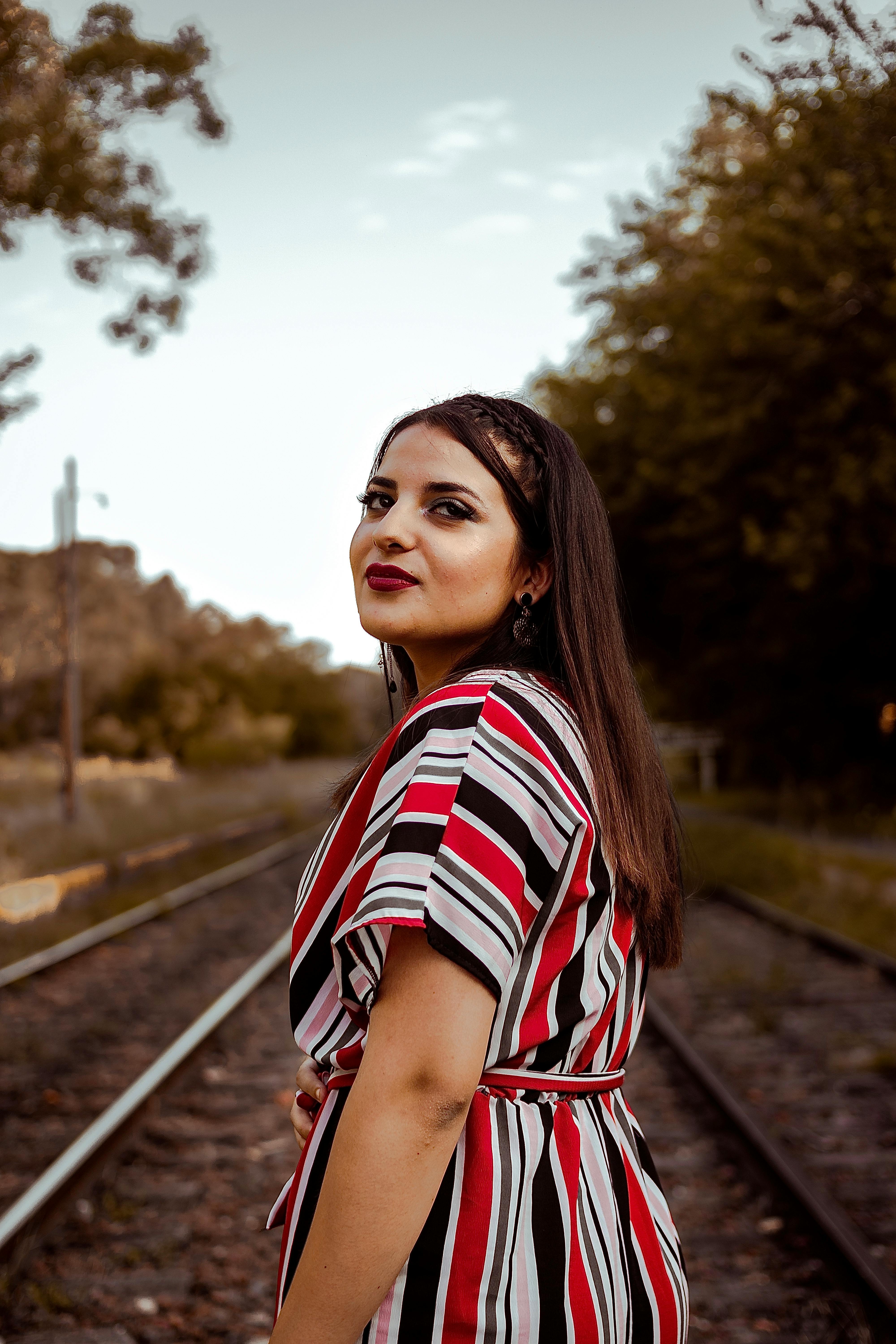 Woman Wearing Striped Dress · Free Stock Photo