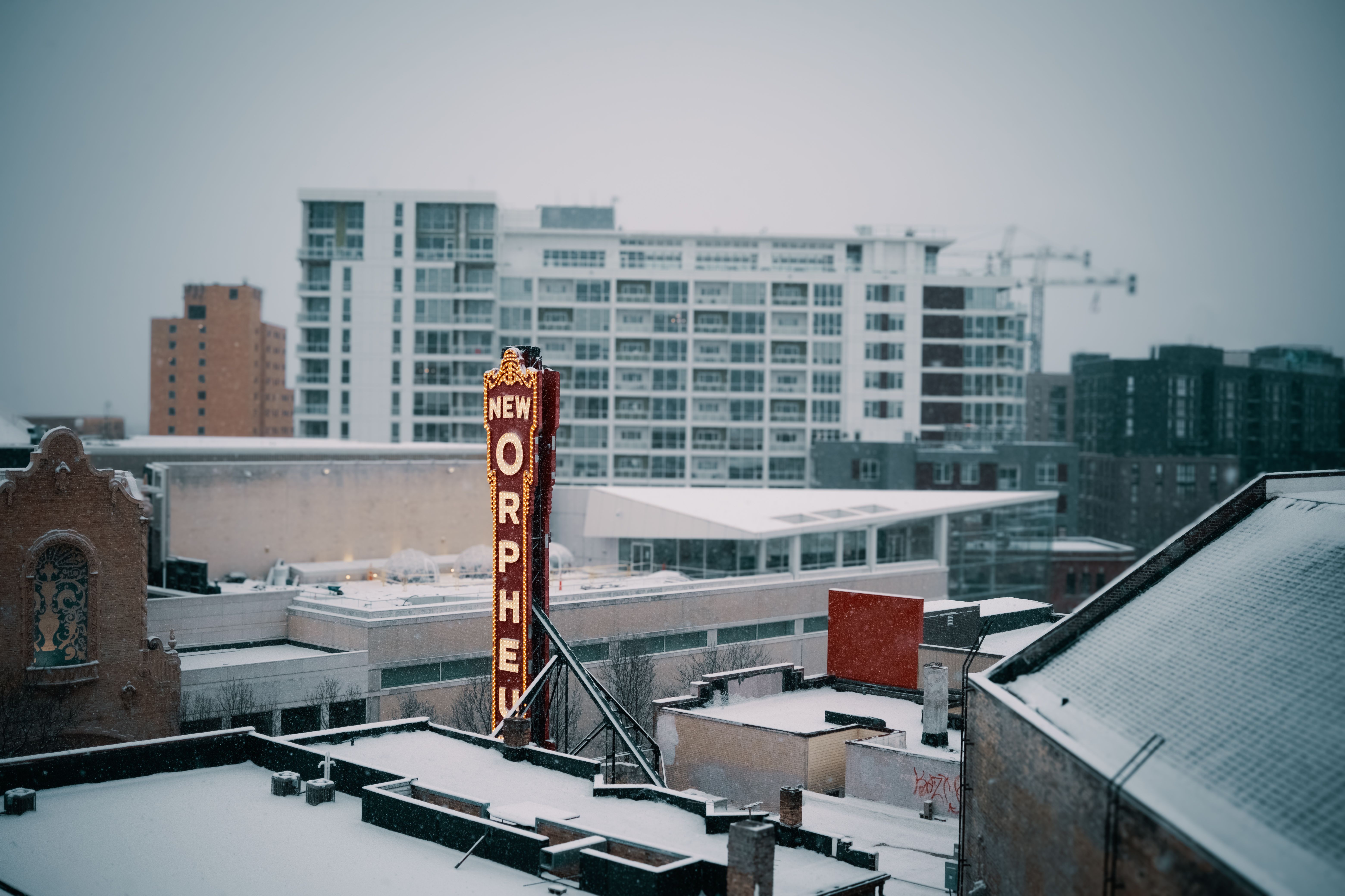 Snowy Winter Scene of Boston's Paramount Theater · Free Stock Photo