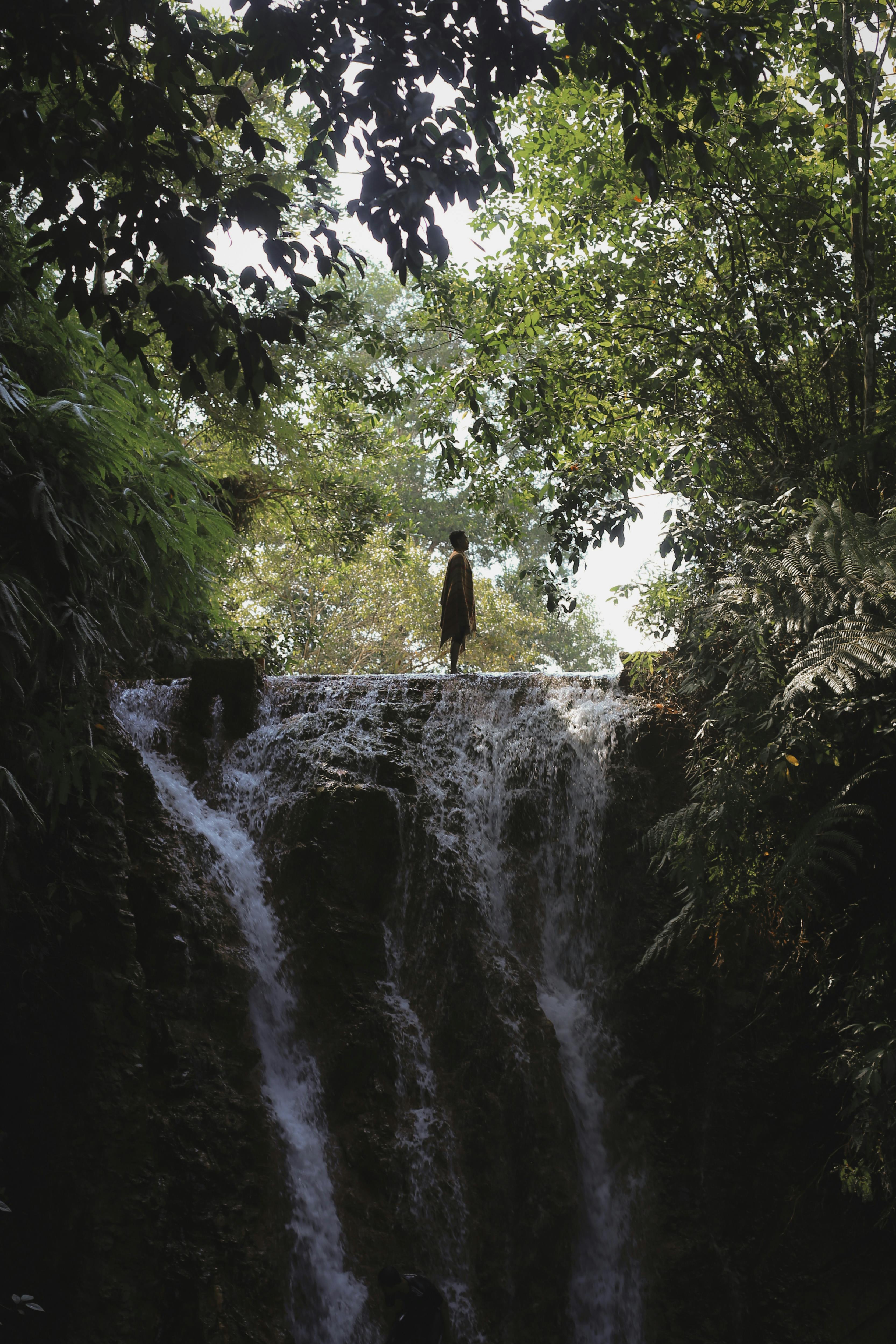 Person Standing Waterfalls · Free Stock Photo