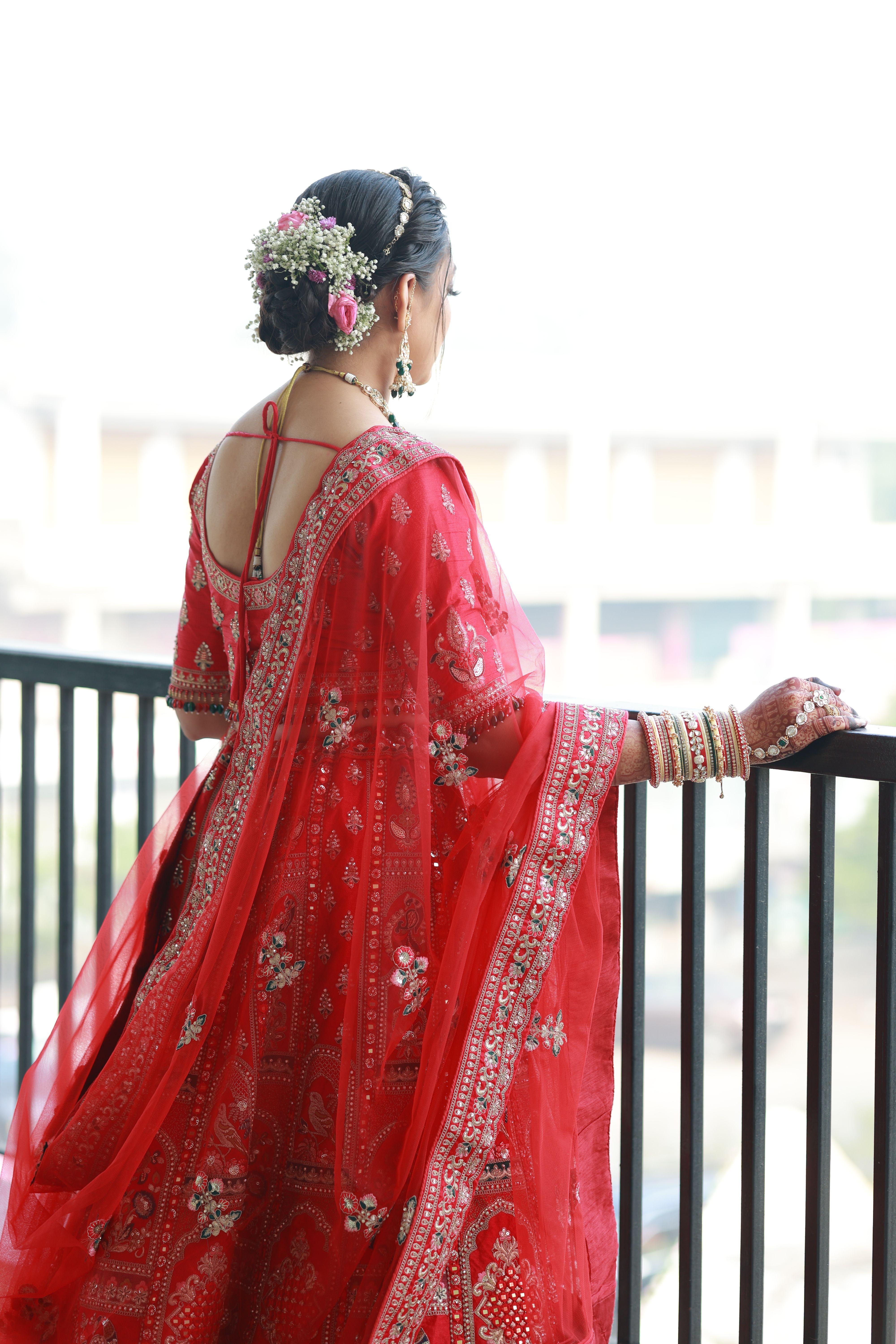 Elegant Bride in Traditional Red Sari · Free Stock Photo