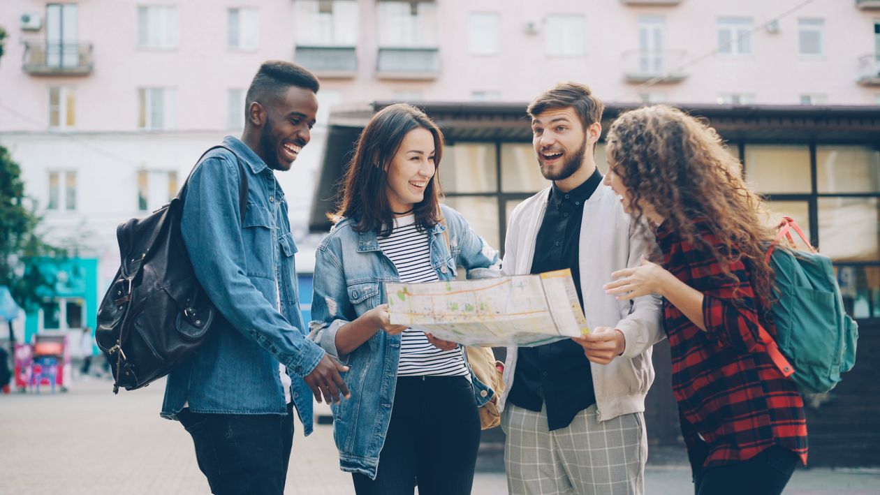 Diverse Friends Exploring City with Map Outdoors · Free Stock Photo