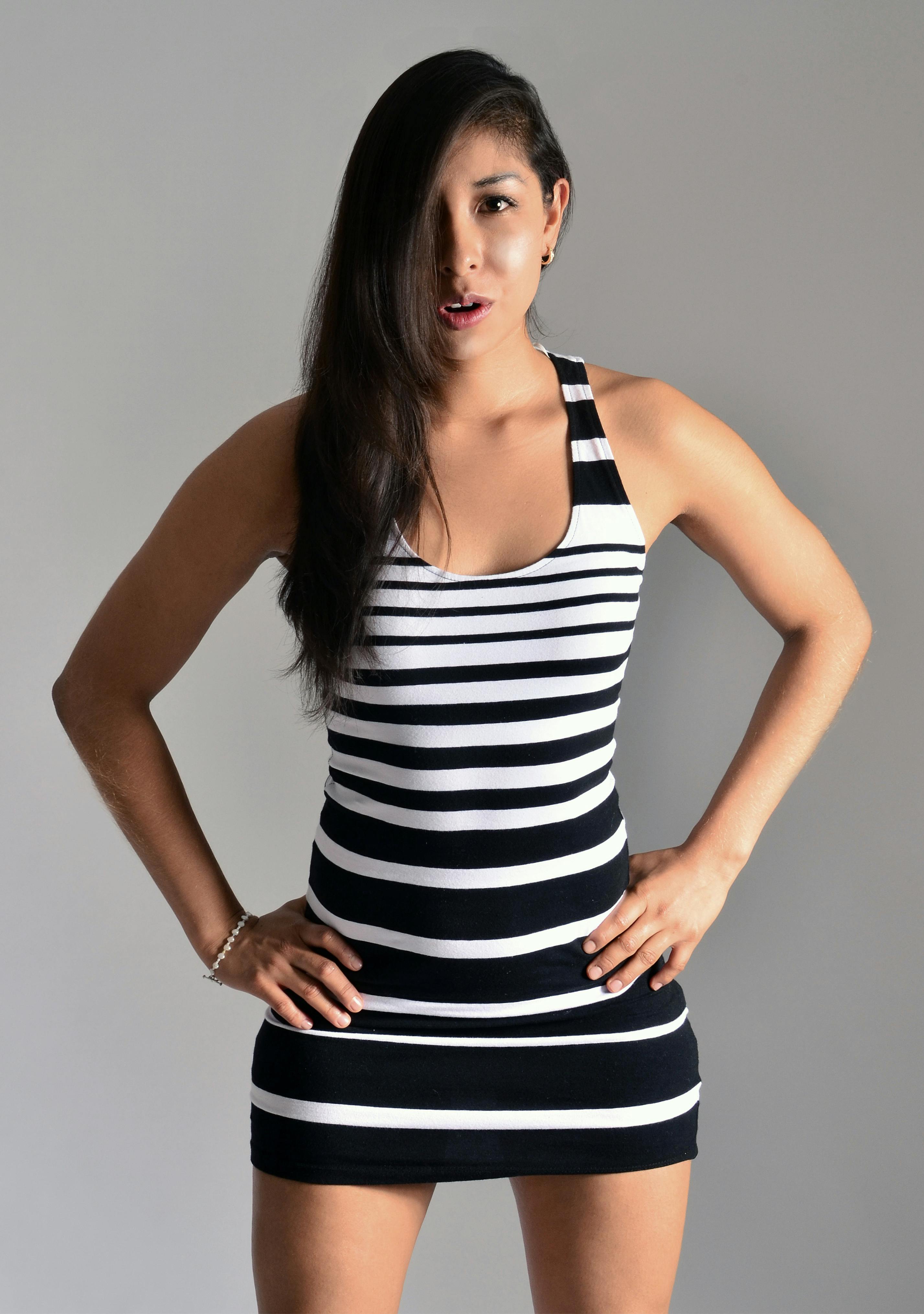 Woman in Black and White Striped Dress · Free Stock Photo