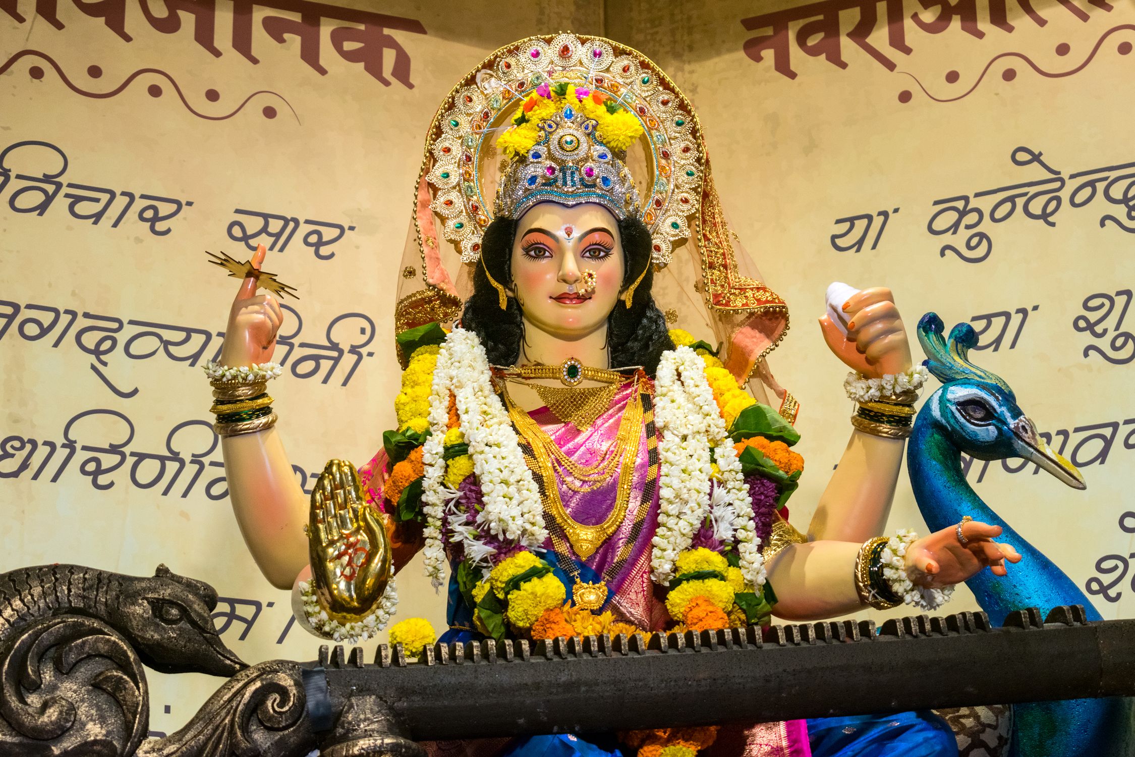 Statue of Goddess Saraswati during Navratri Festival · Free Stock Photo
