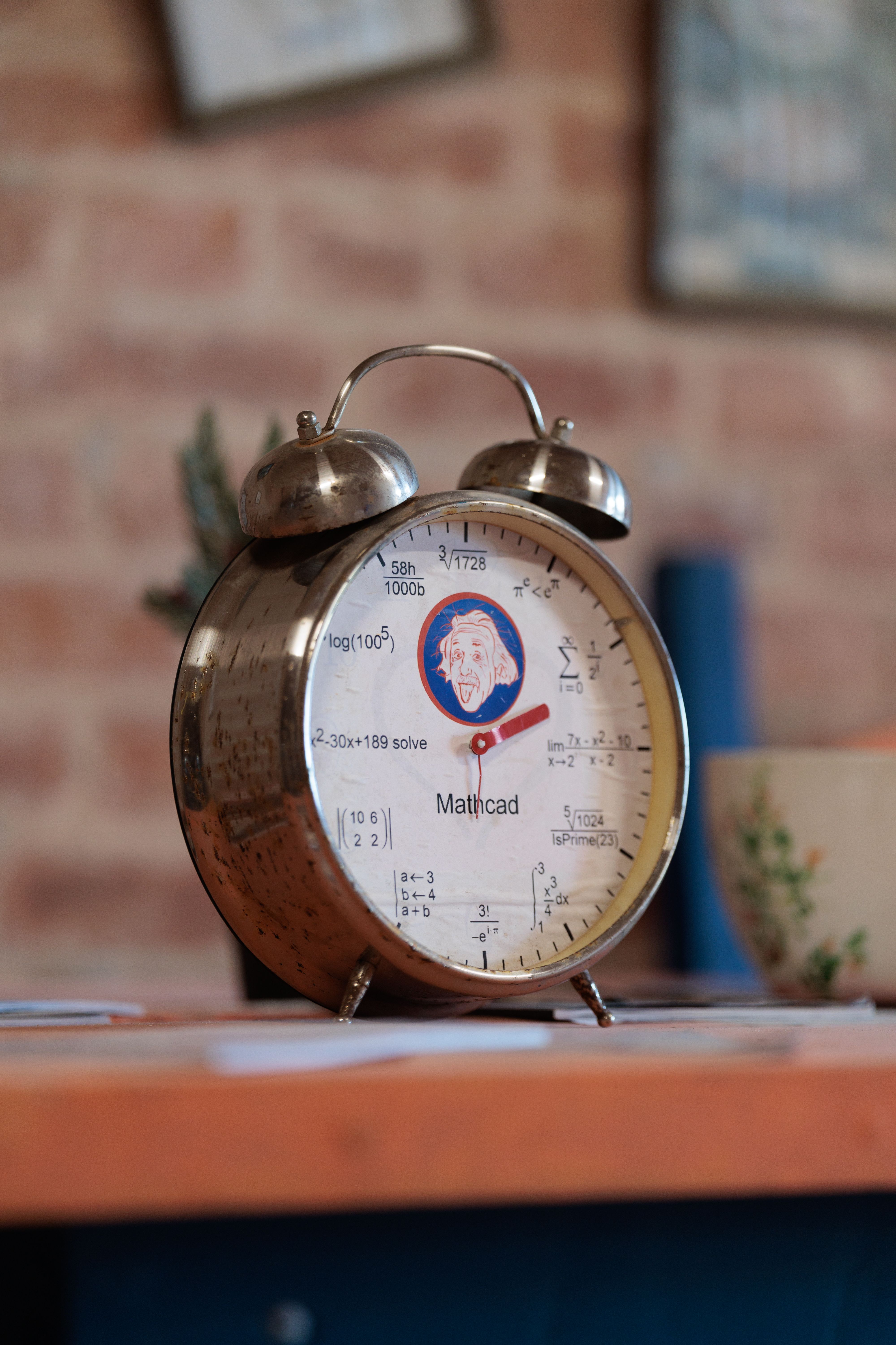 Retro Brass Alarm Clock with Mathcad Theme · Free Stock Photo
