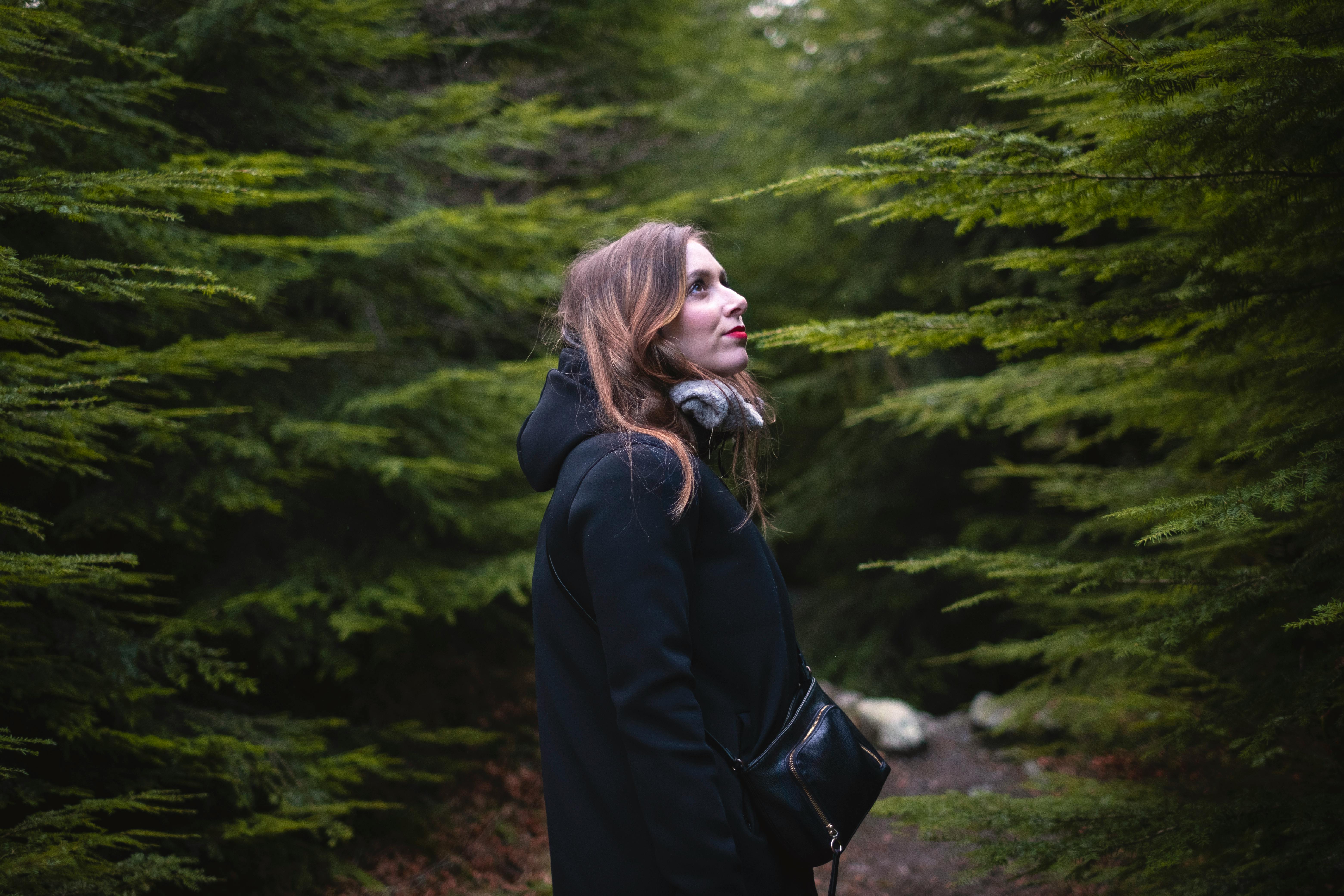 Woman Standing Between Trees · Free Stock Photo