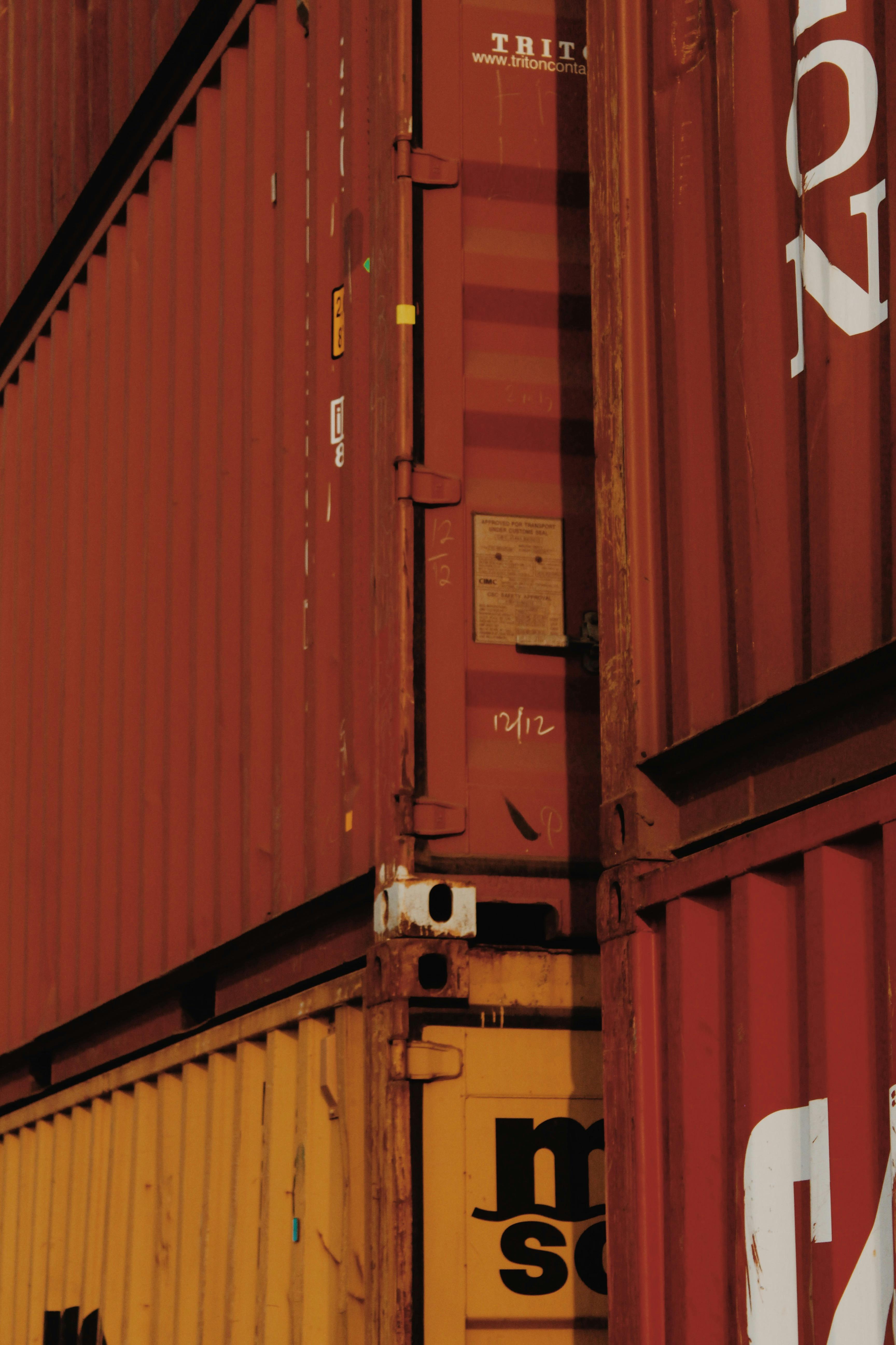 Red and Yellow Cargo Containers · Free Stock Photo