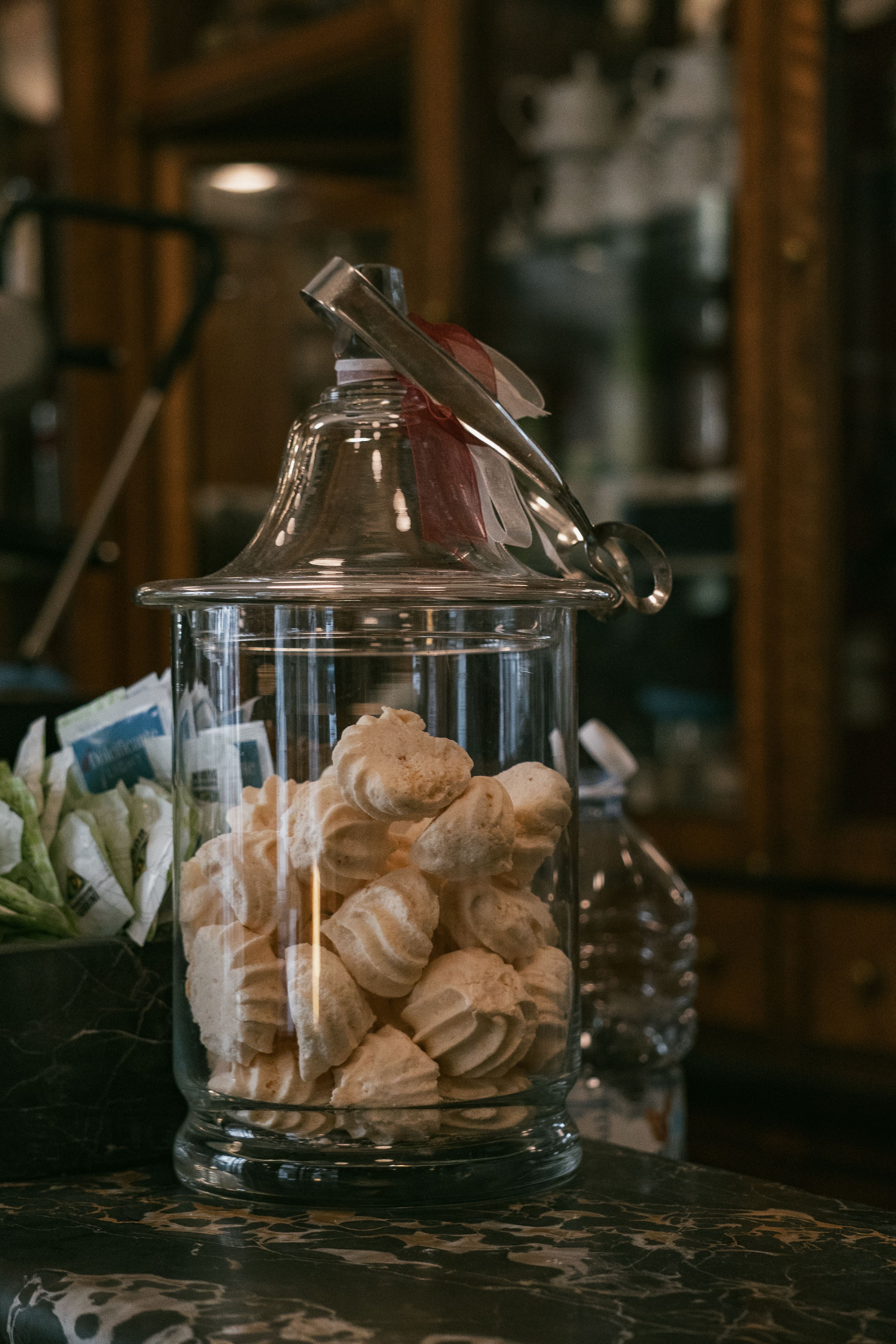 Elegant Glass Jar of Italian Meringue Cookies · Free Stock Photo
