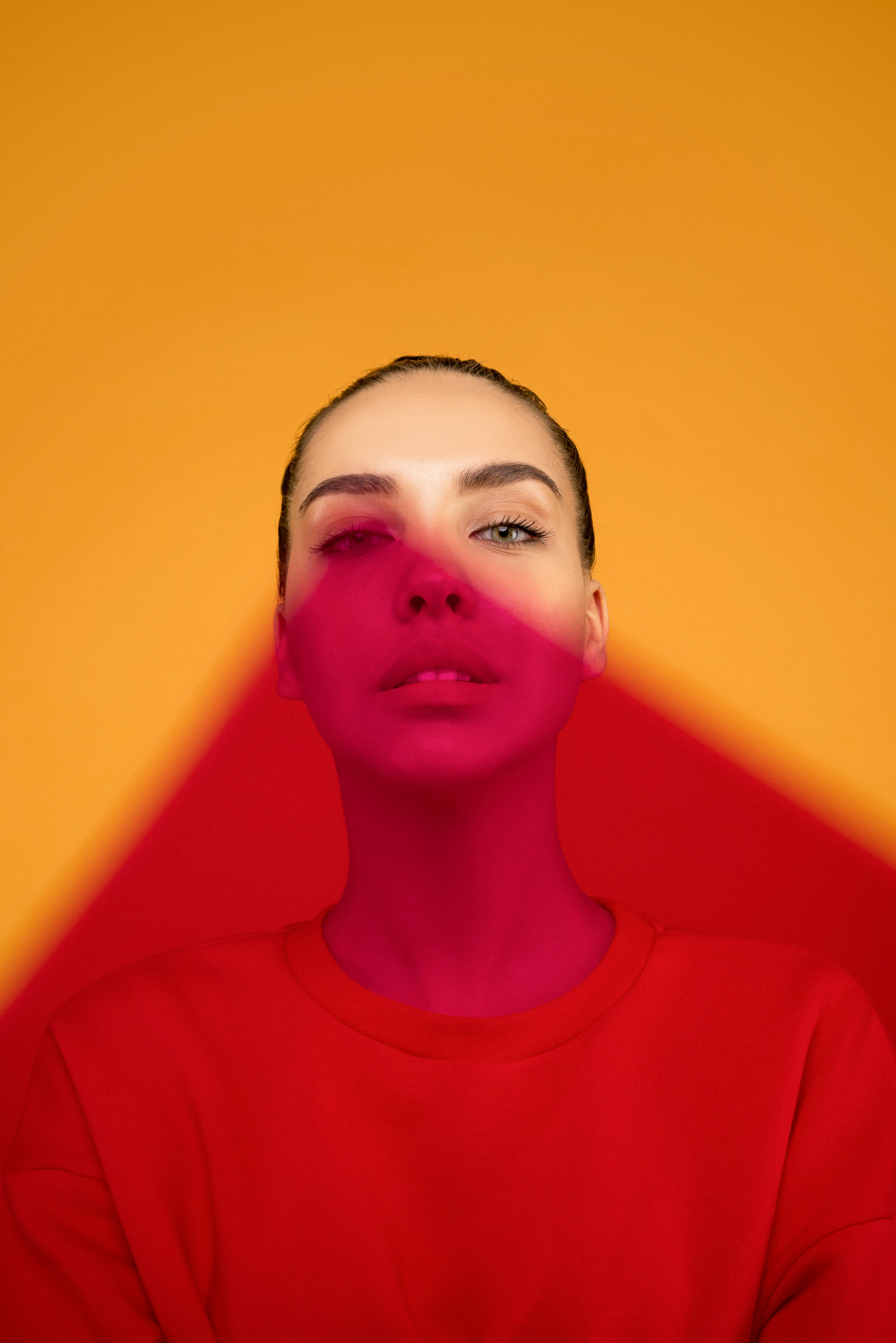 Woman Portrait in Red and Yellow · Free Stock Photo